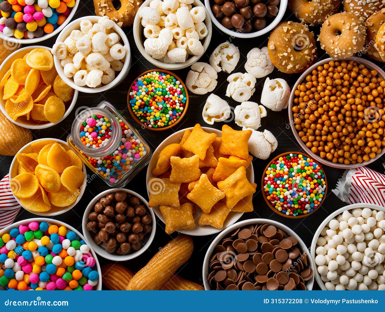 A Variety of Different Types of Candy and Snacks Stock Photo - Image of ...