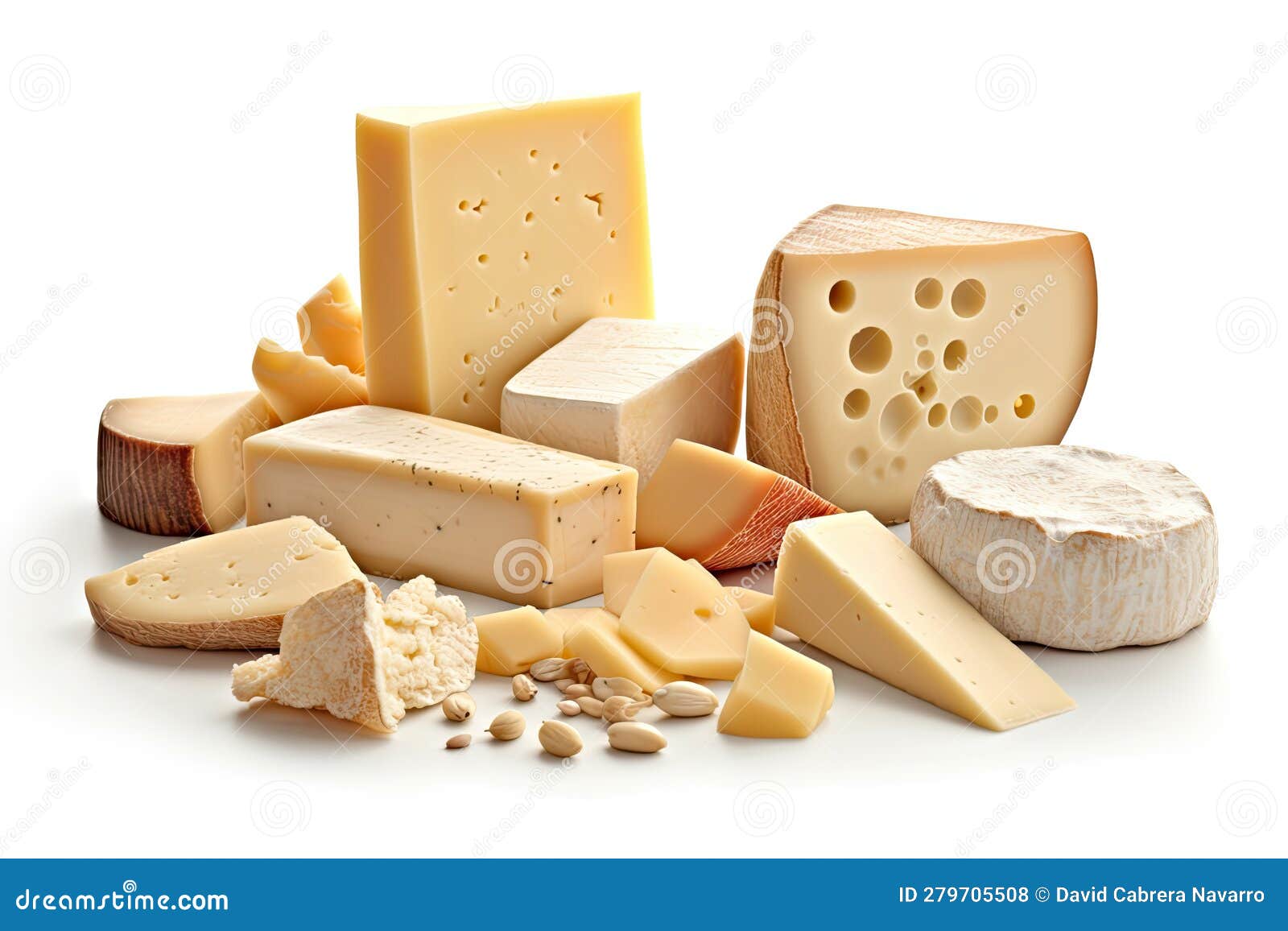 Variety of Different Types of Cheeses Stacked Isolated on White ...