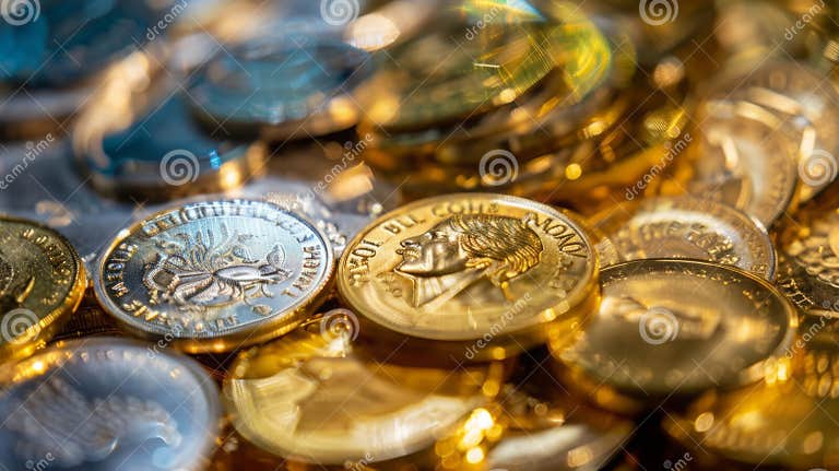 Assorted Stack of Coins, Close Up Stock Photo - Image of assorted, dime ...