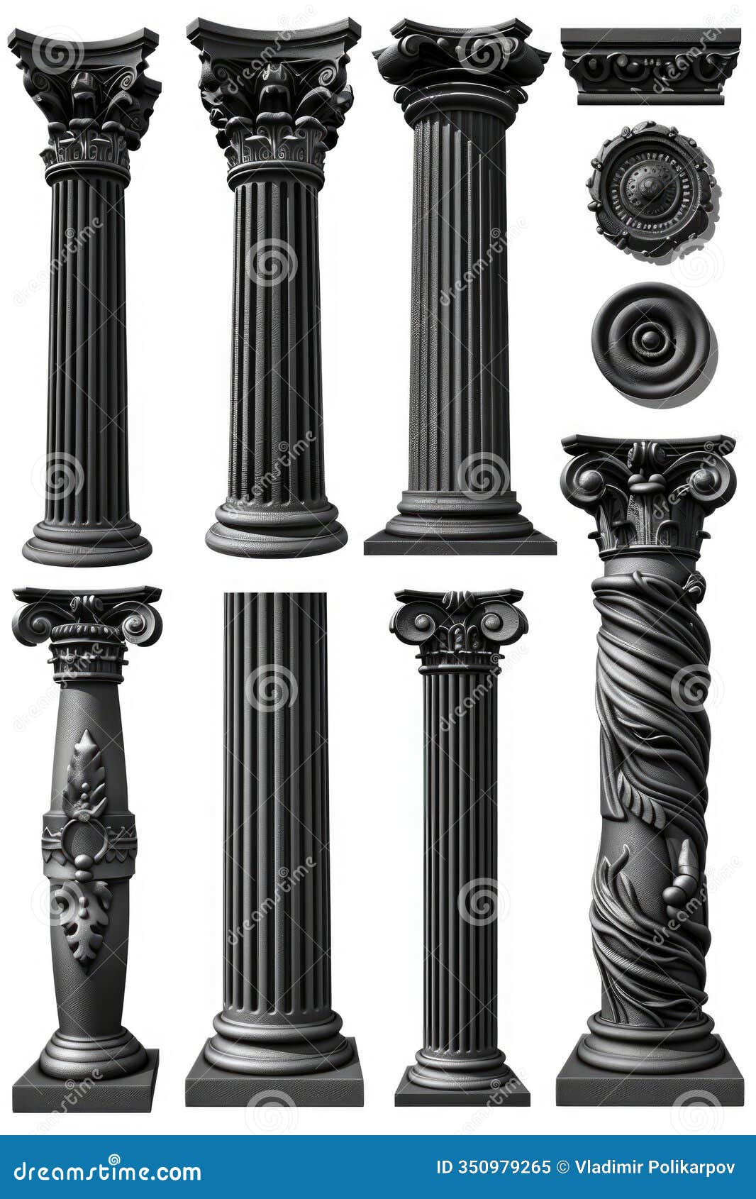 A Variety of Different Types of Columns, Suitable for Architectural or ...
