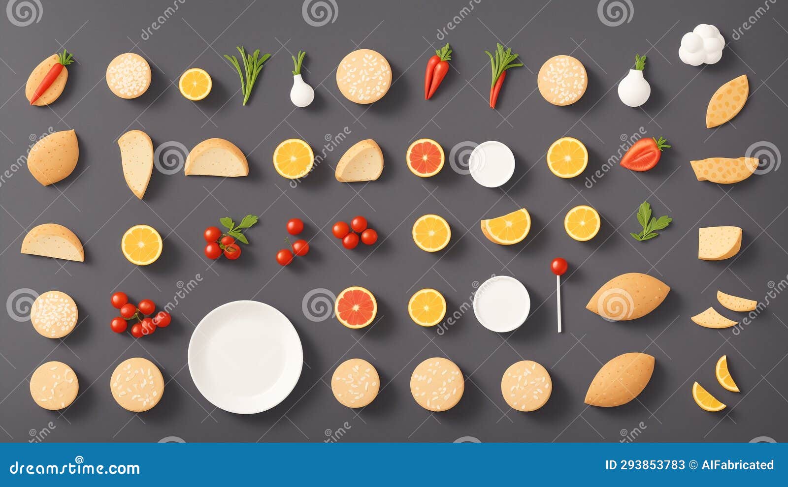 A Variety of Different Types of Food on a Gray Background Stock ...