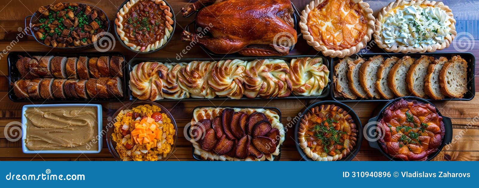 A Variety of Different Types of Food Spread Out on a Table Stock ...