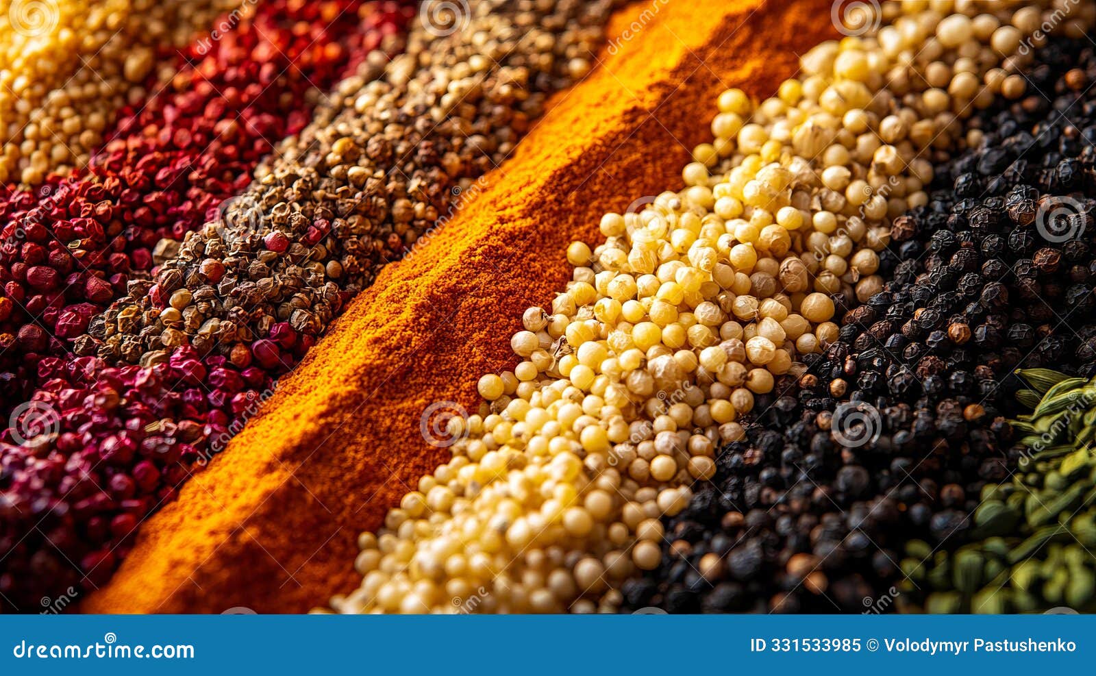 A Variety of Different Types of Spices are Arranged in a Row Stock ...