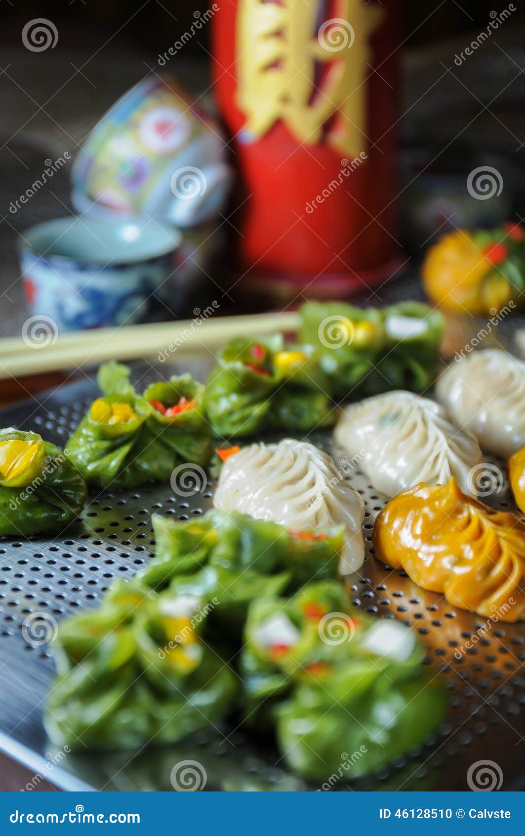 Variety of Dim Sum Food Close-up Stock Photo - Image of appetizer ...