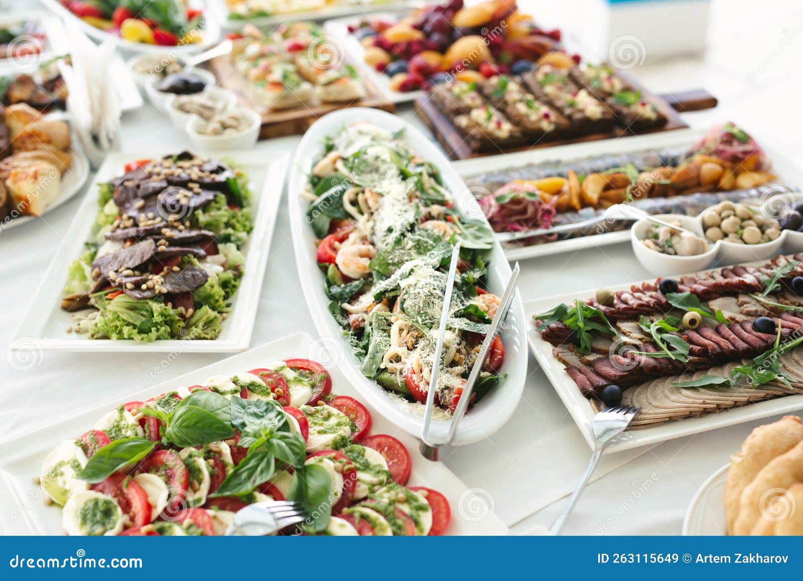 Variety of Dishes on the Banquet Table in the Restaurant Stock Image ...