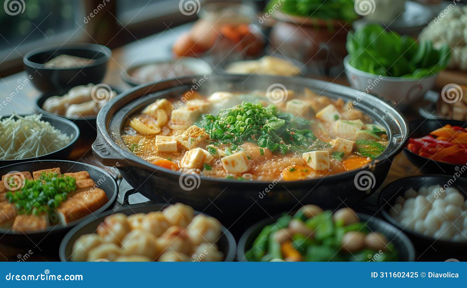 Variety of Dishes on the Table Asian Cuisine Stock Illustration ...