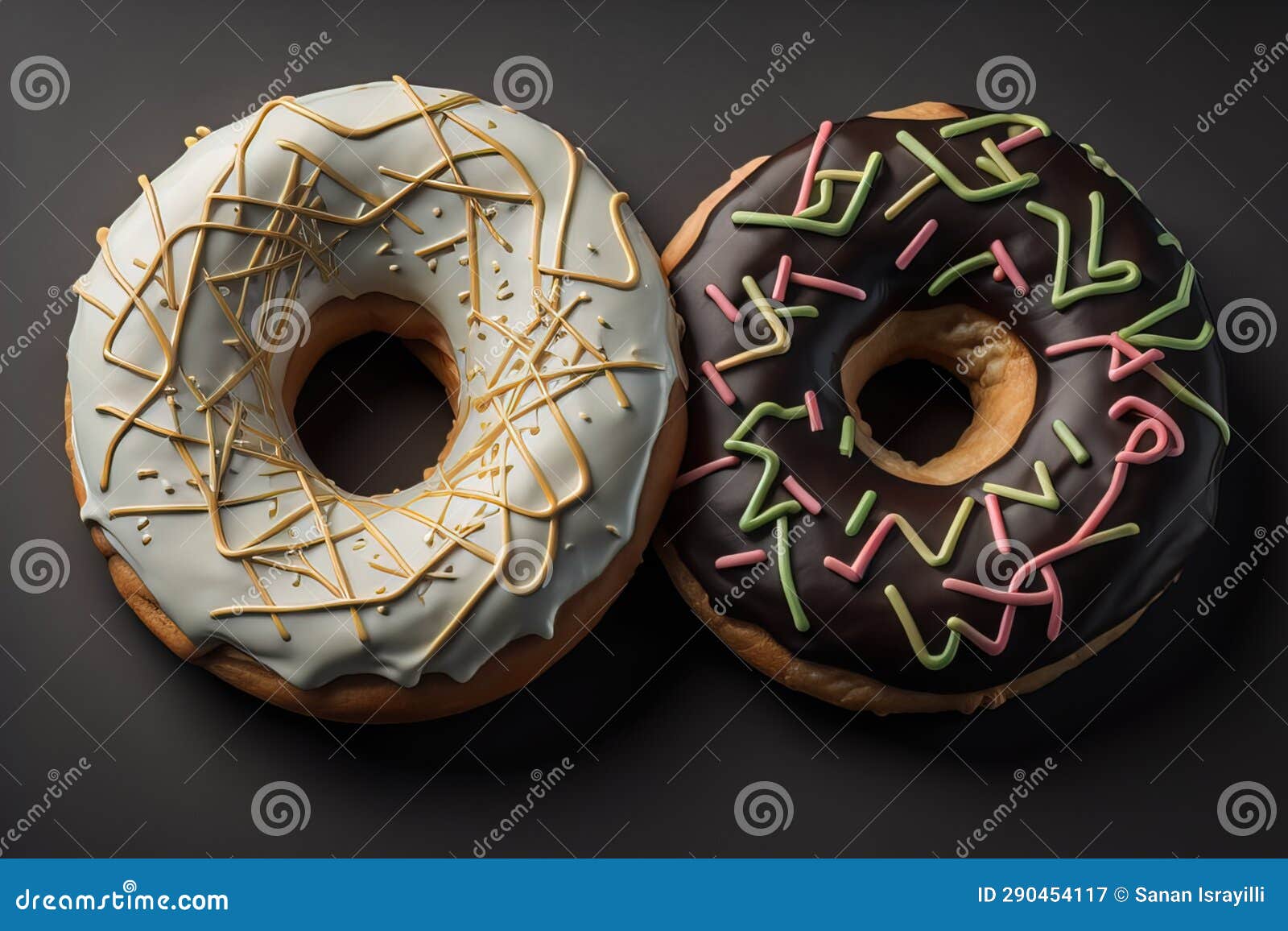 Variety of Donuts on a Solid Color Background. Top View Stock Image ...