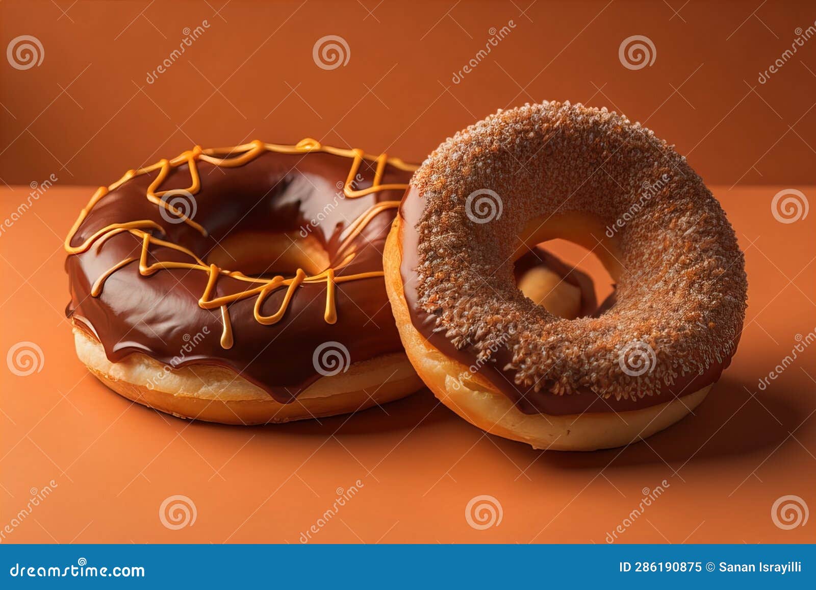 Variety of Donuts on a Solid Color Background. Top View Stock ...