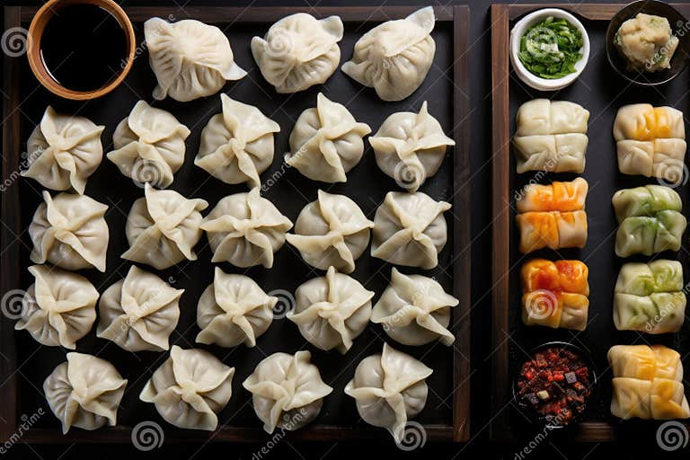 A Variety of Dumplings in Different Shapes Stock Illustration ...