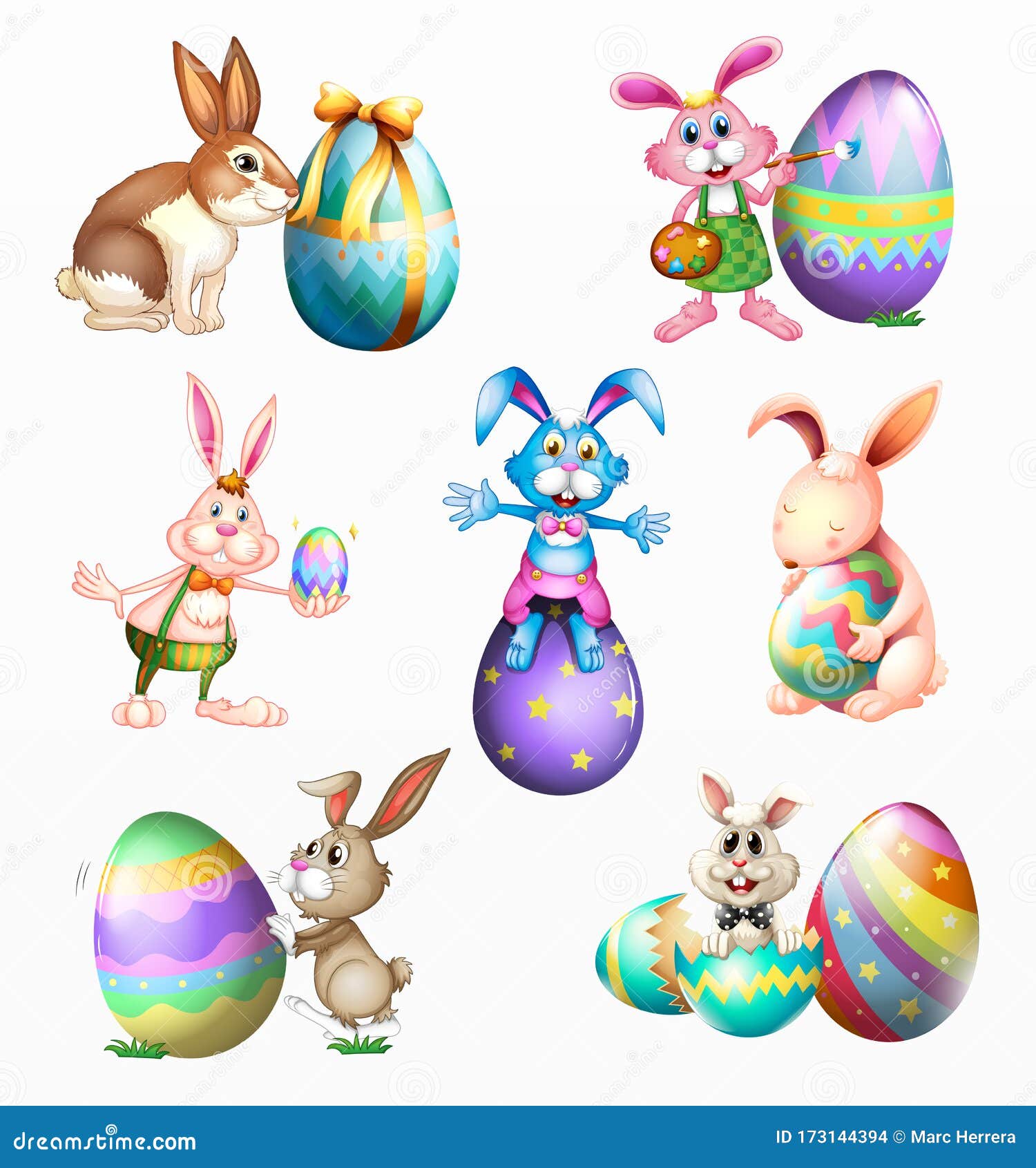 Variety of Easter Rabbits Set Stock Illustration - Illustration of eggs ...
