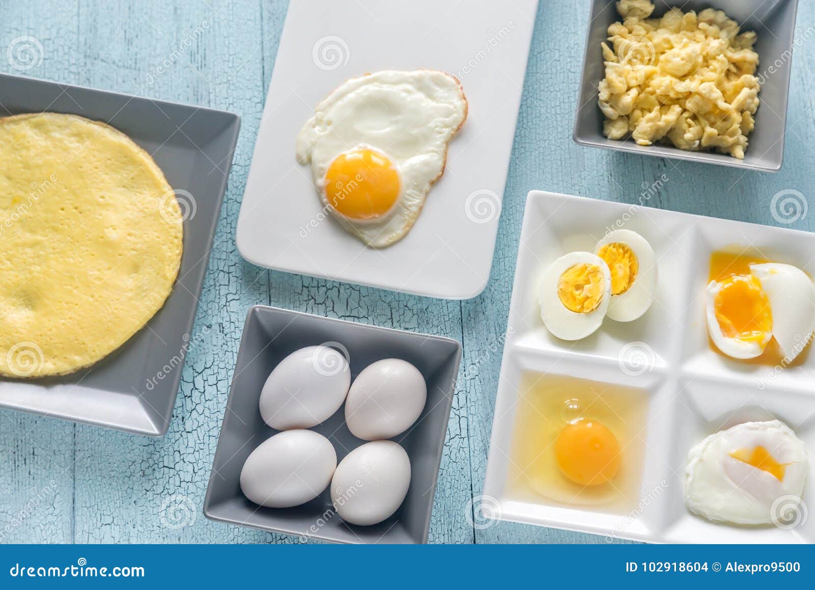 Variety of egg dishes stock photo. Image of broken, eggs - 102918604