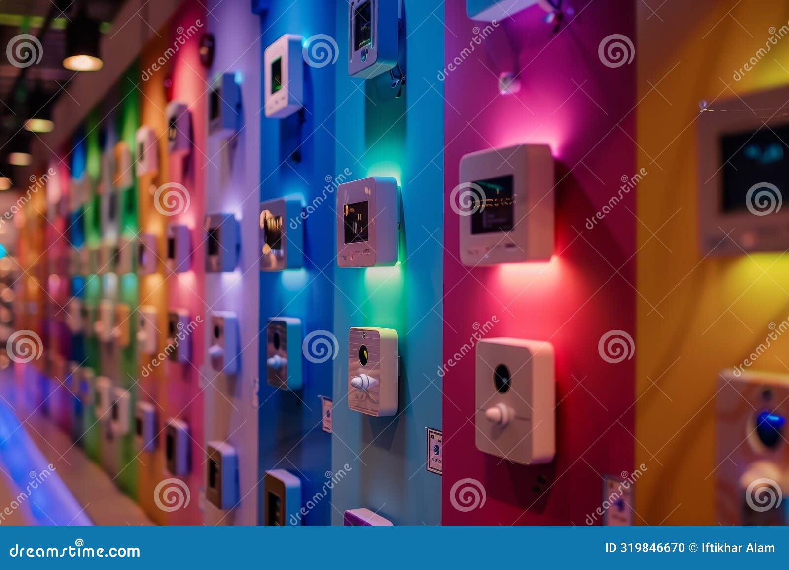 A Variety of Electronic Devices Displayed on a Store Wall in Vibrant ...
