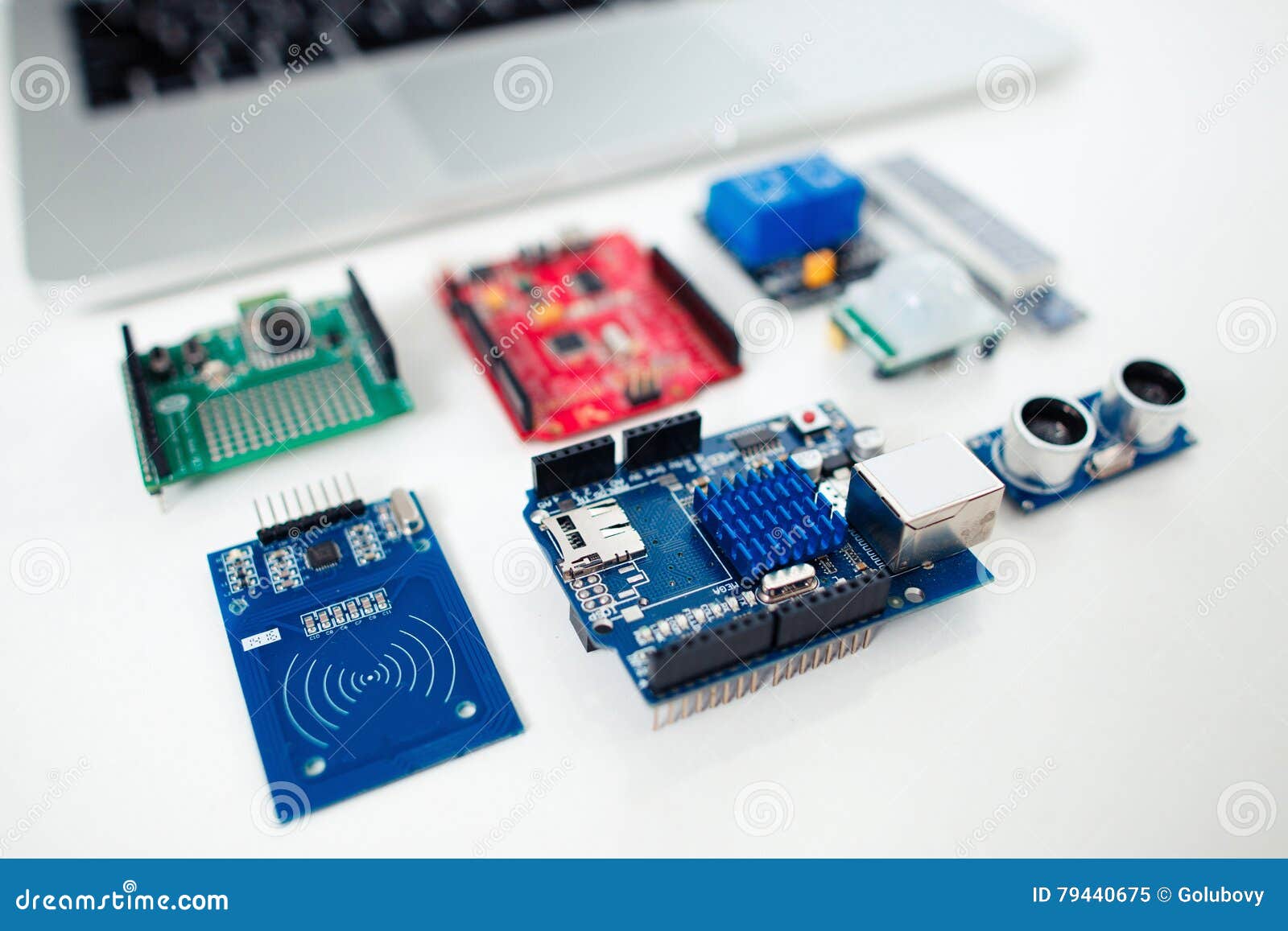 Variety of Electronic Shields Close-up Stock Image - Image of expertise ...