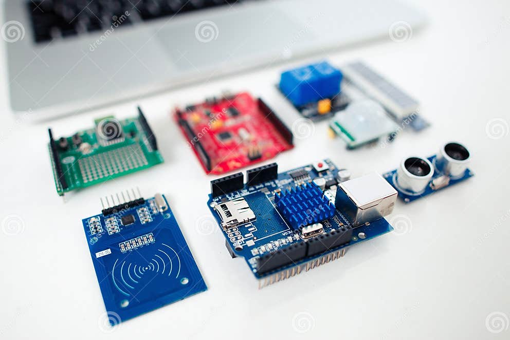 Variety of Electronic Shields Close-up Stock Image - Image of expertise ...