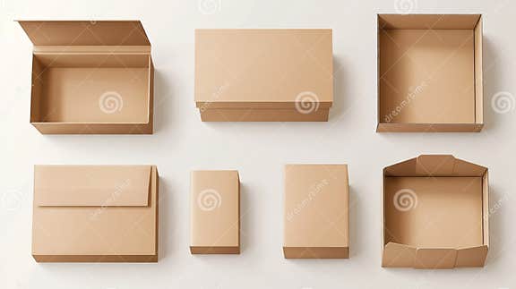 Variety of Empty Cardboard Boxes in Different Shapes and Sizes, Showing ...