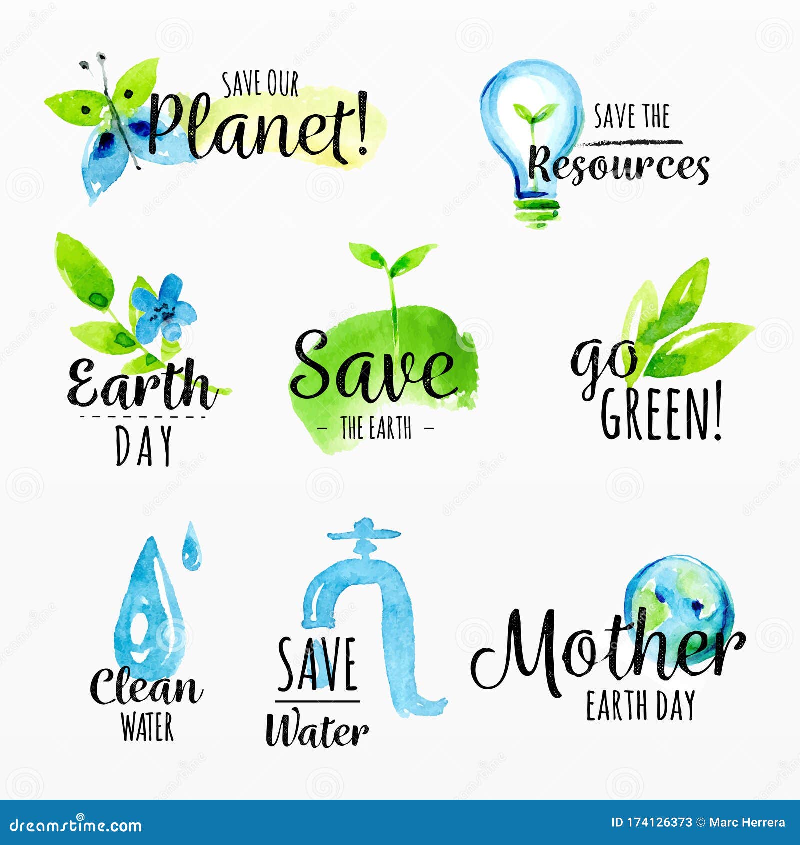 Variety of Environmental Sticker Set Stock Illustration - Illustration ...