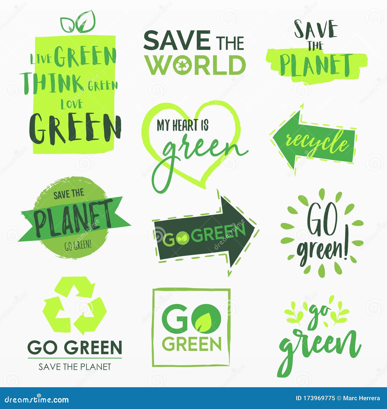 Variety of Environmental Stickers Set Stock Vector - Illustration of ...