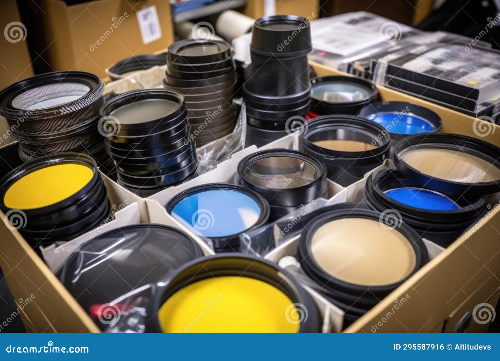 A Variety of Filters Assembled, Ready for Packaging Stock Photo - Image ...