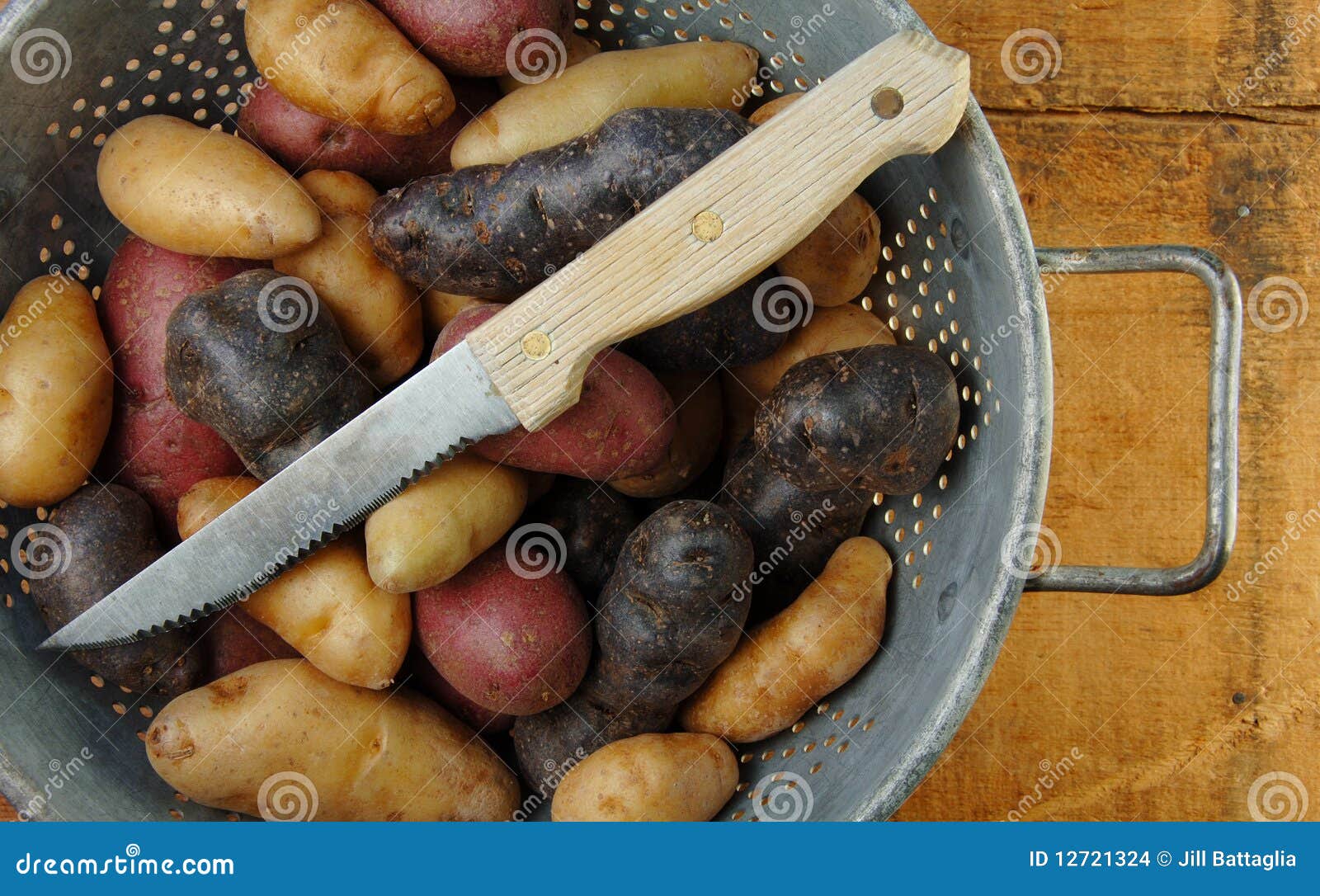 Variety of Fingerling Potatoes in Colander Stock Photo - Image of ...