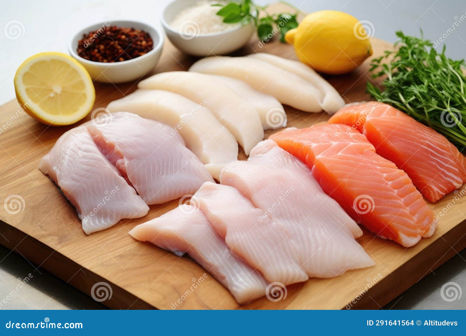 Variety of Fish Fillets Representing Omega-3 Fatty Acids Stock Photo ...