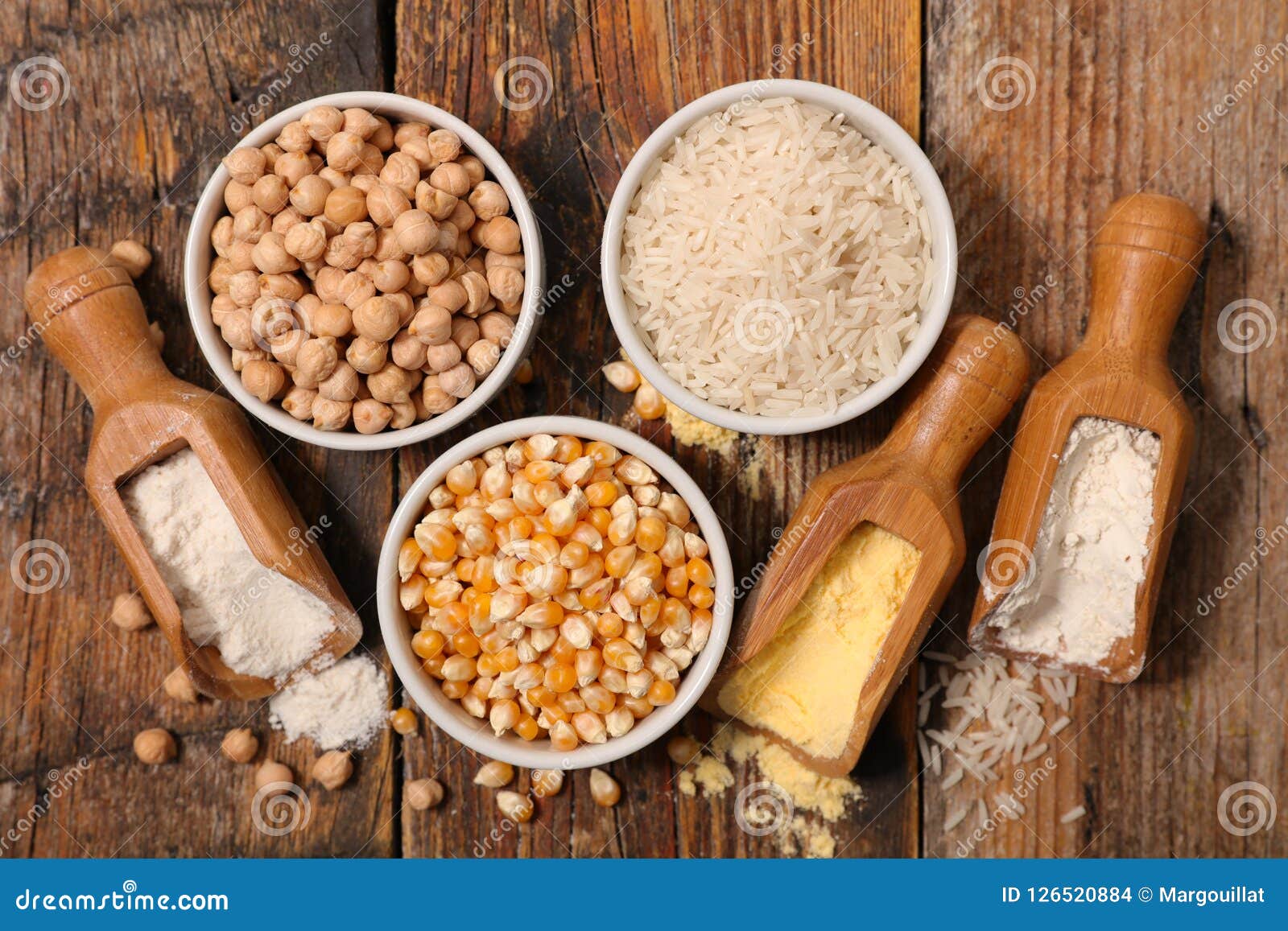 Variety of flour stock photo. Image of grocery, glutenfree - 126520884