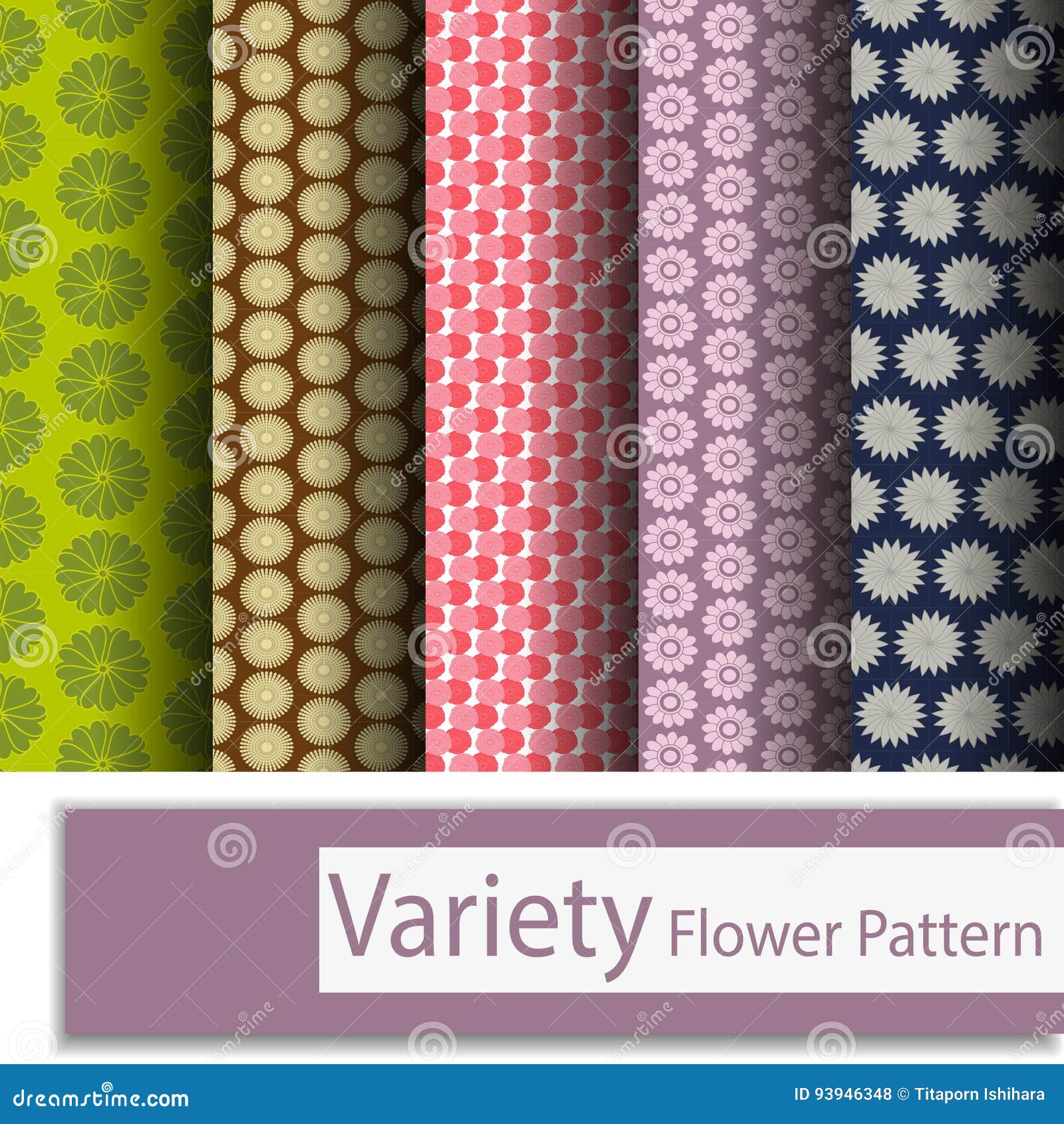 Variety Flower Pattern Vector Stock Vector - Illustration of blue ...