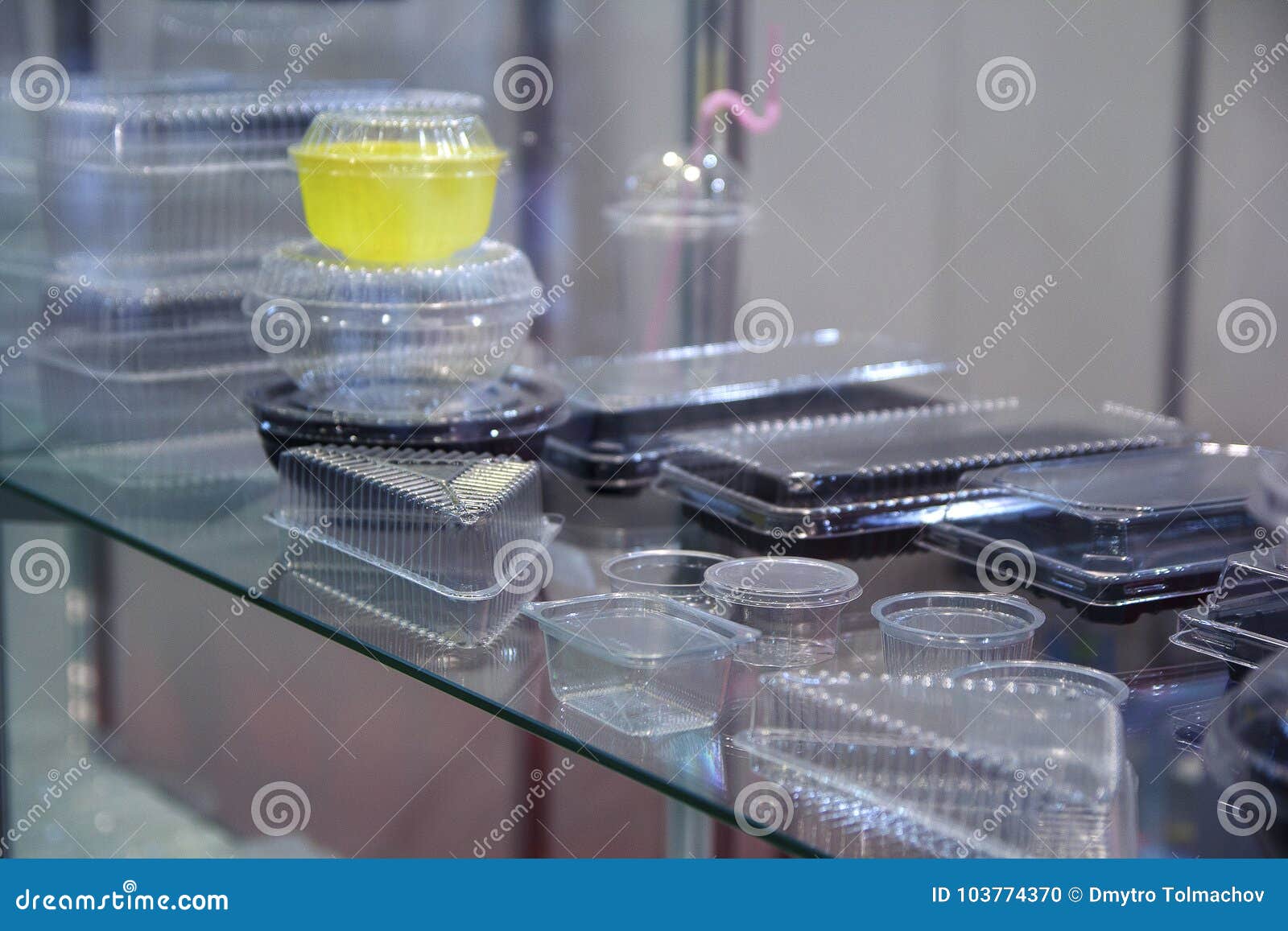Variety of Food Packaging in the Display Case Stock Photo - Image of ...