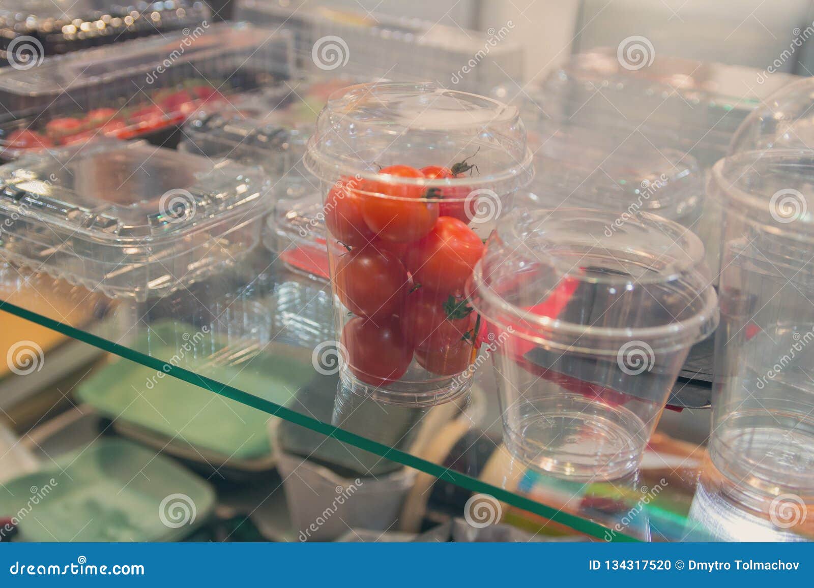 Variety of Food Packaging in the Display Case Stock Photo - Image of ...