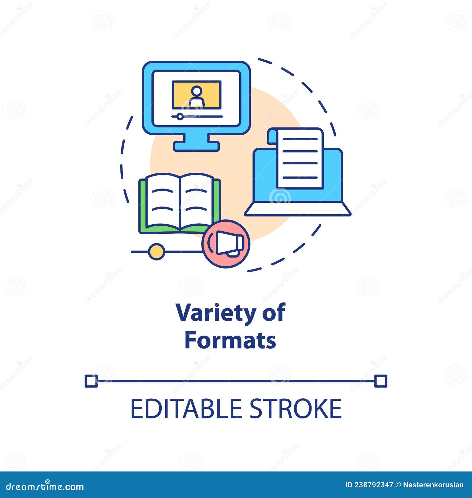 Variety of Formats Concept Icon Stock Vector - Illustration of type ...