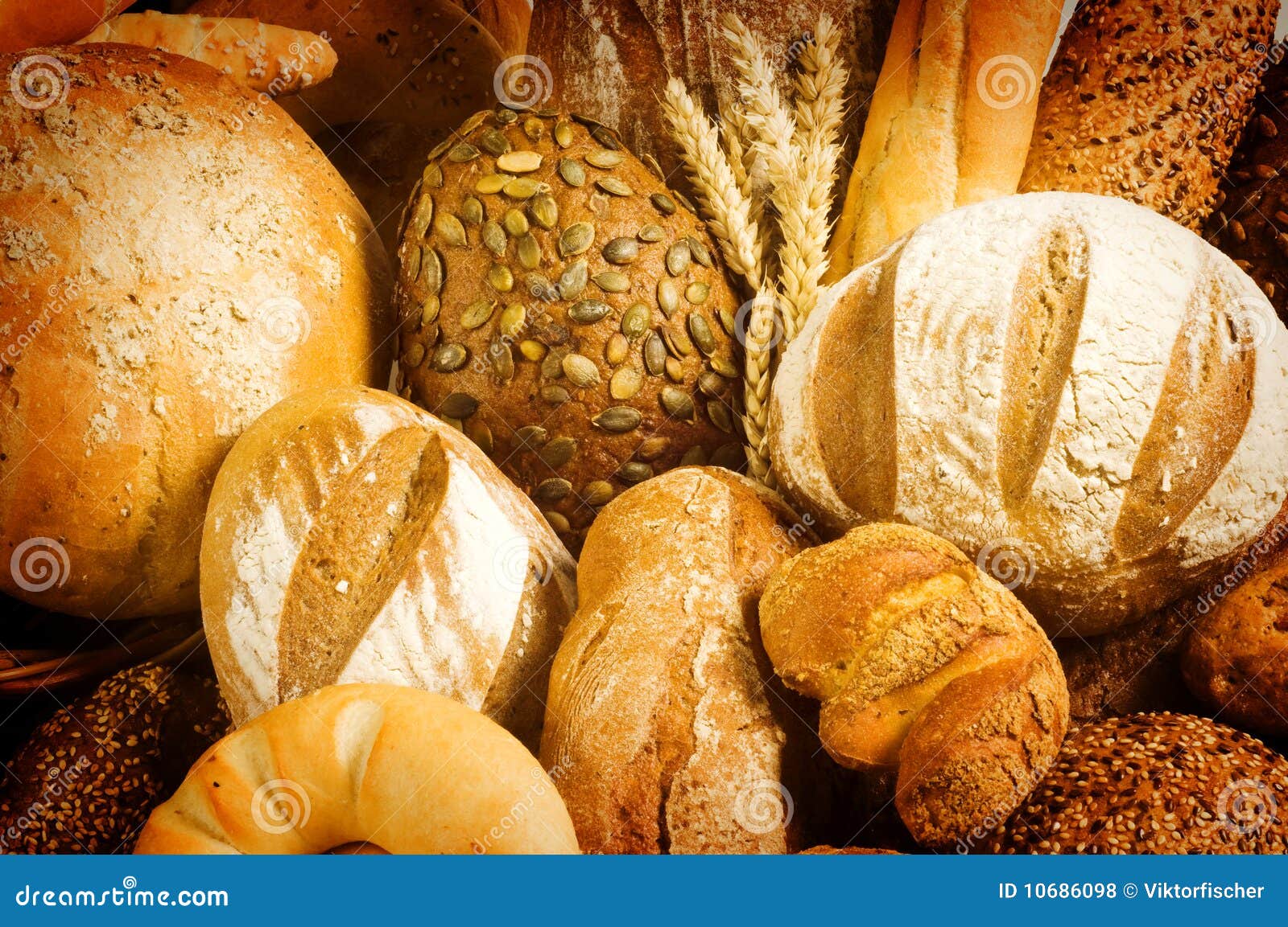 Variety of fresh bread stock photo. Image of detail, crisp - 10686098