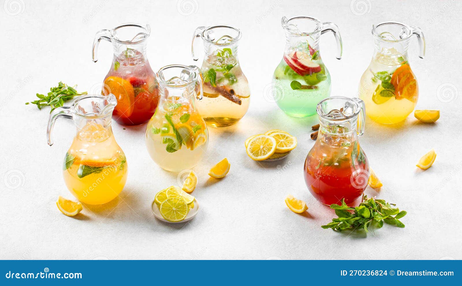Variety of Fresh Lemonades in Glass Jars Stock Photo - Image of ...
