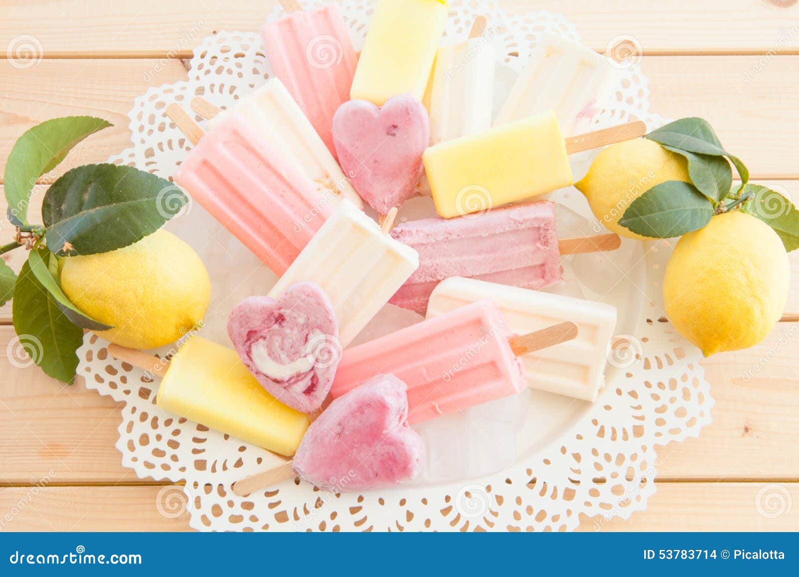 Variety of Frozen Popsicles Stock Photo - Image of delicious, plates ...