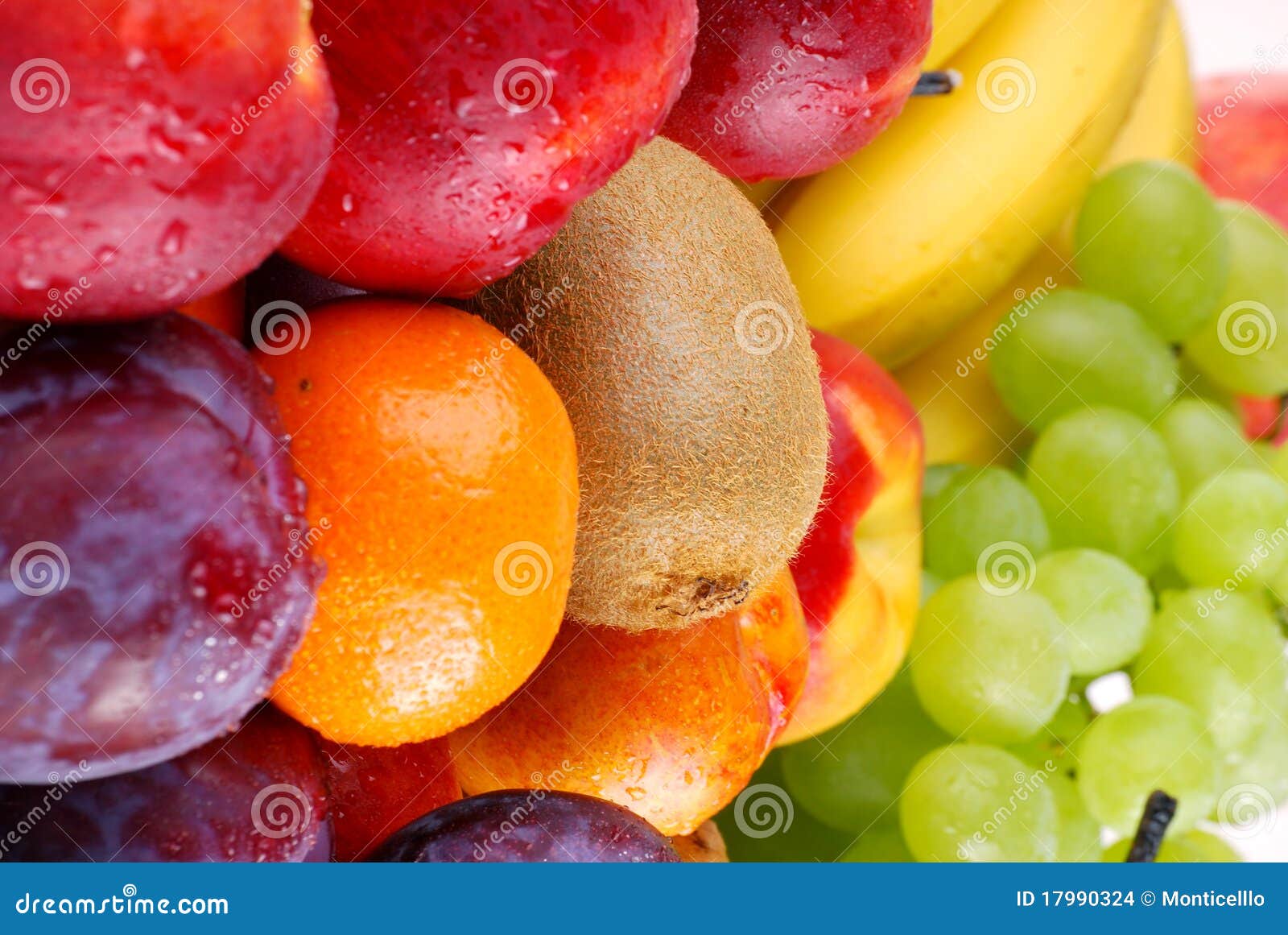 Variety of Fruits with Drops of Water Stock Photo - Image of food, plum ...