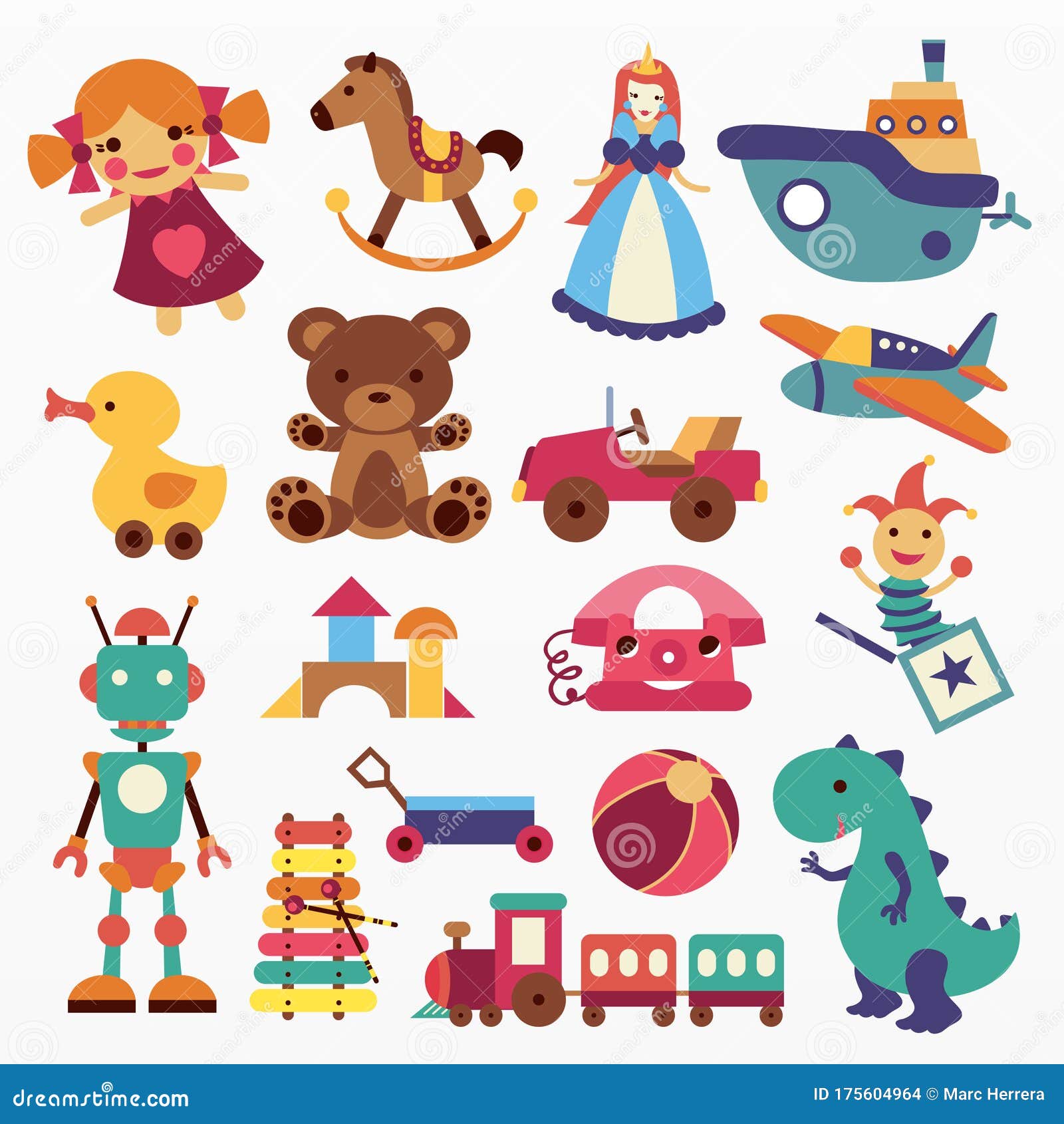 Variety of games and toys stock illustration. Illustration of cute ...