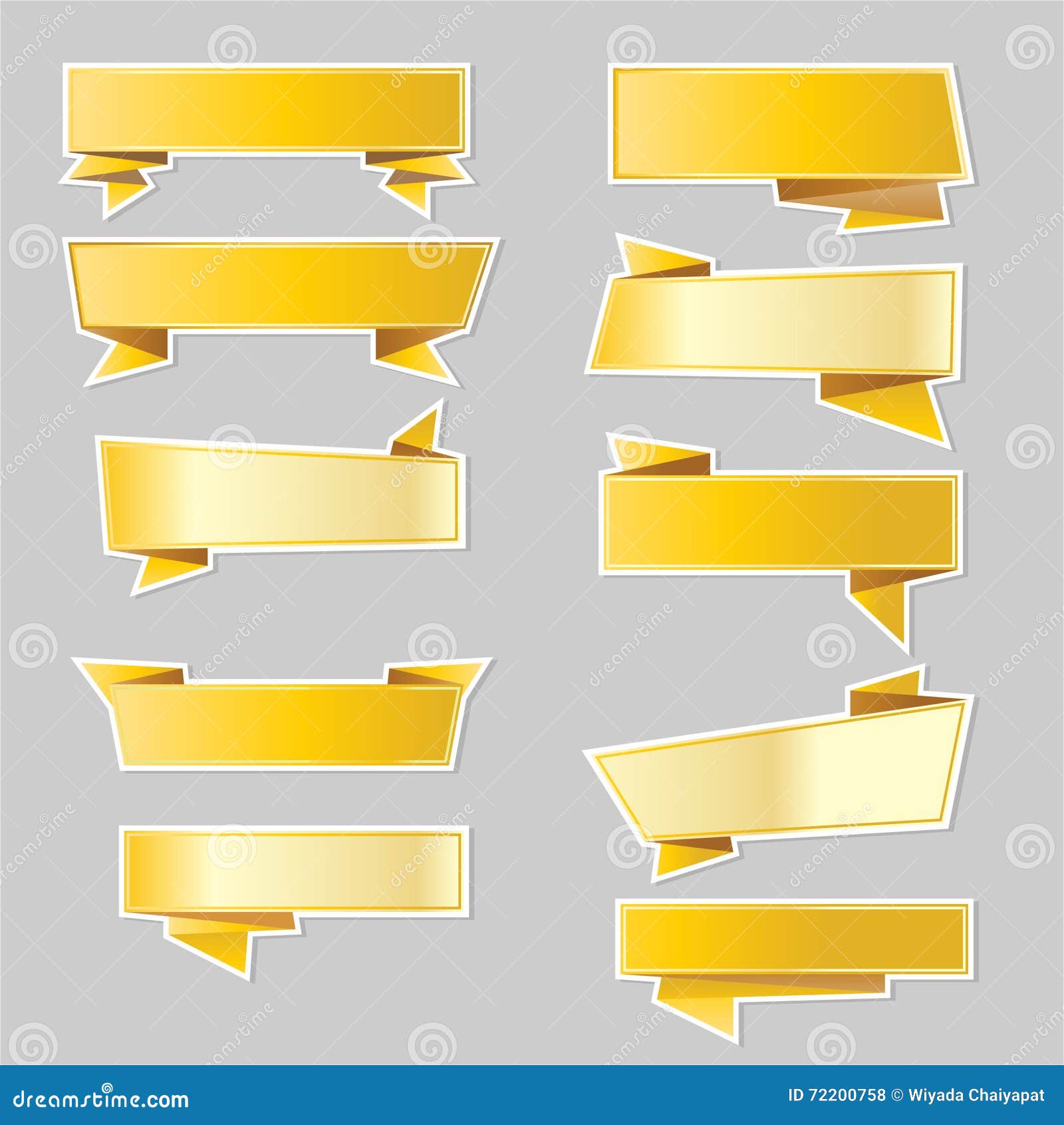 Variety of Gold Ribbons Banners Stock Illustration - Illustration of ...