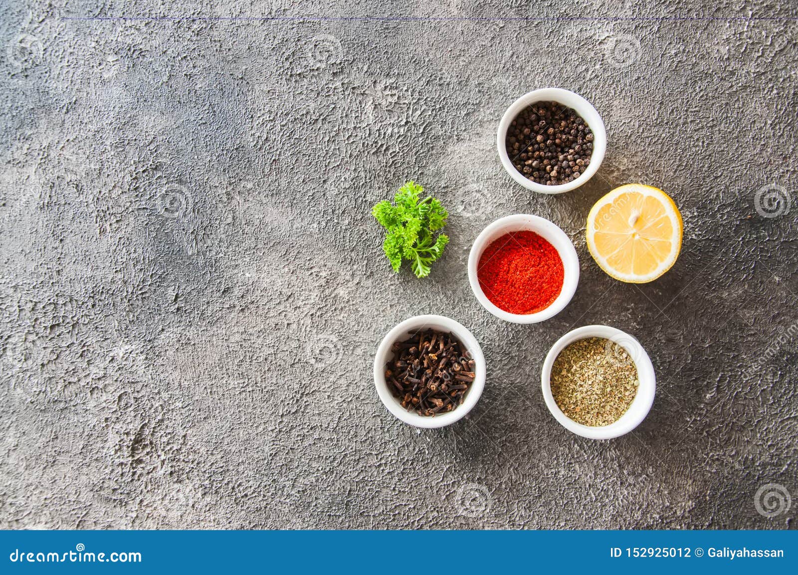 Variety of Ground Spices. Top View and Copy Space. Stock Photo - Image ...