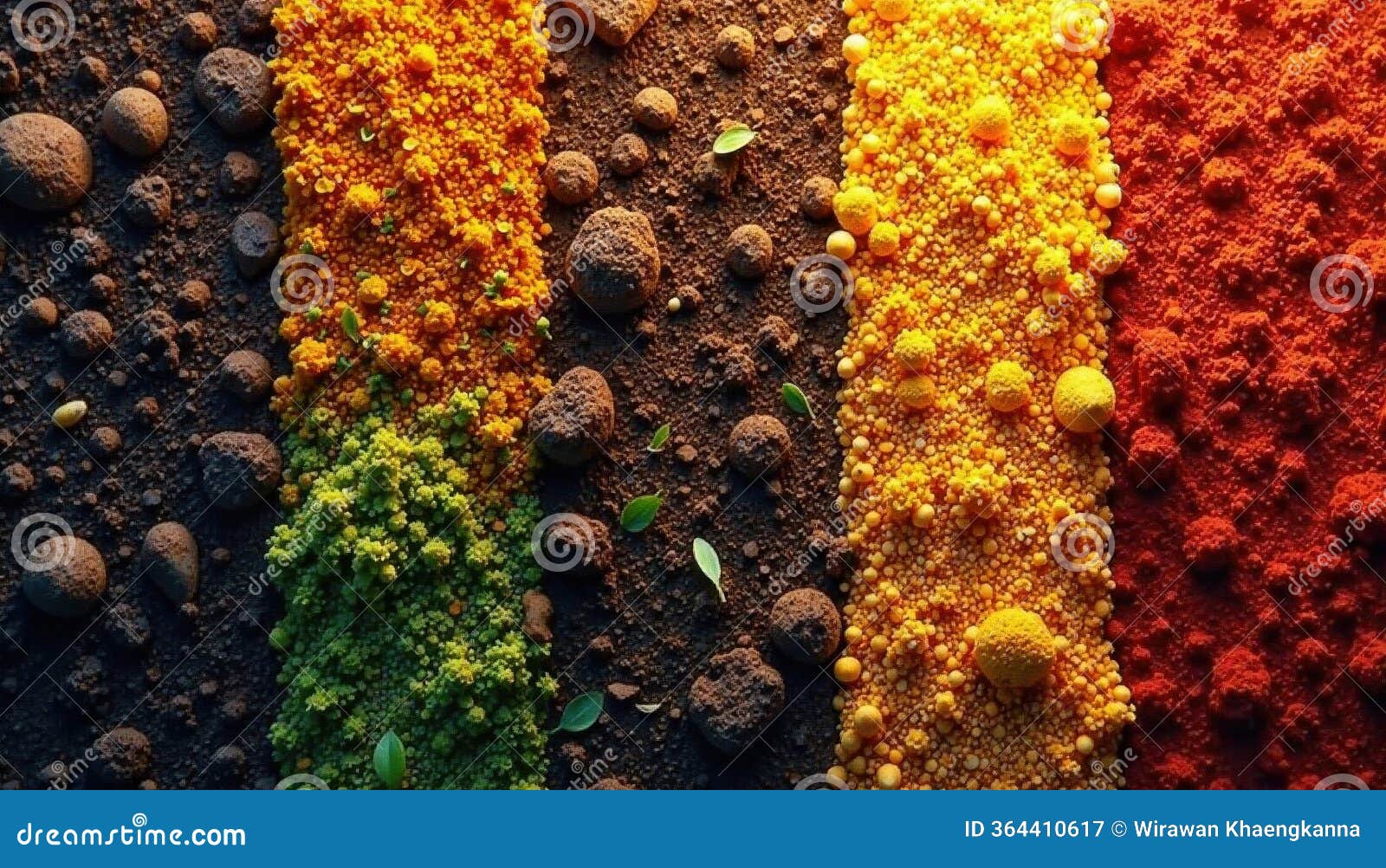Variety Of Ground Surfaces, Showing Diverse Soil Types, Loam, Textures ...