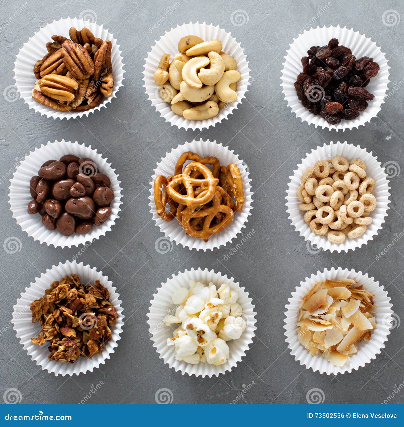 Variety of Healthy Snacks Overhead Shot Stock Photo - Image of hazelnut ...