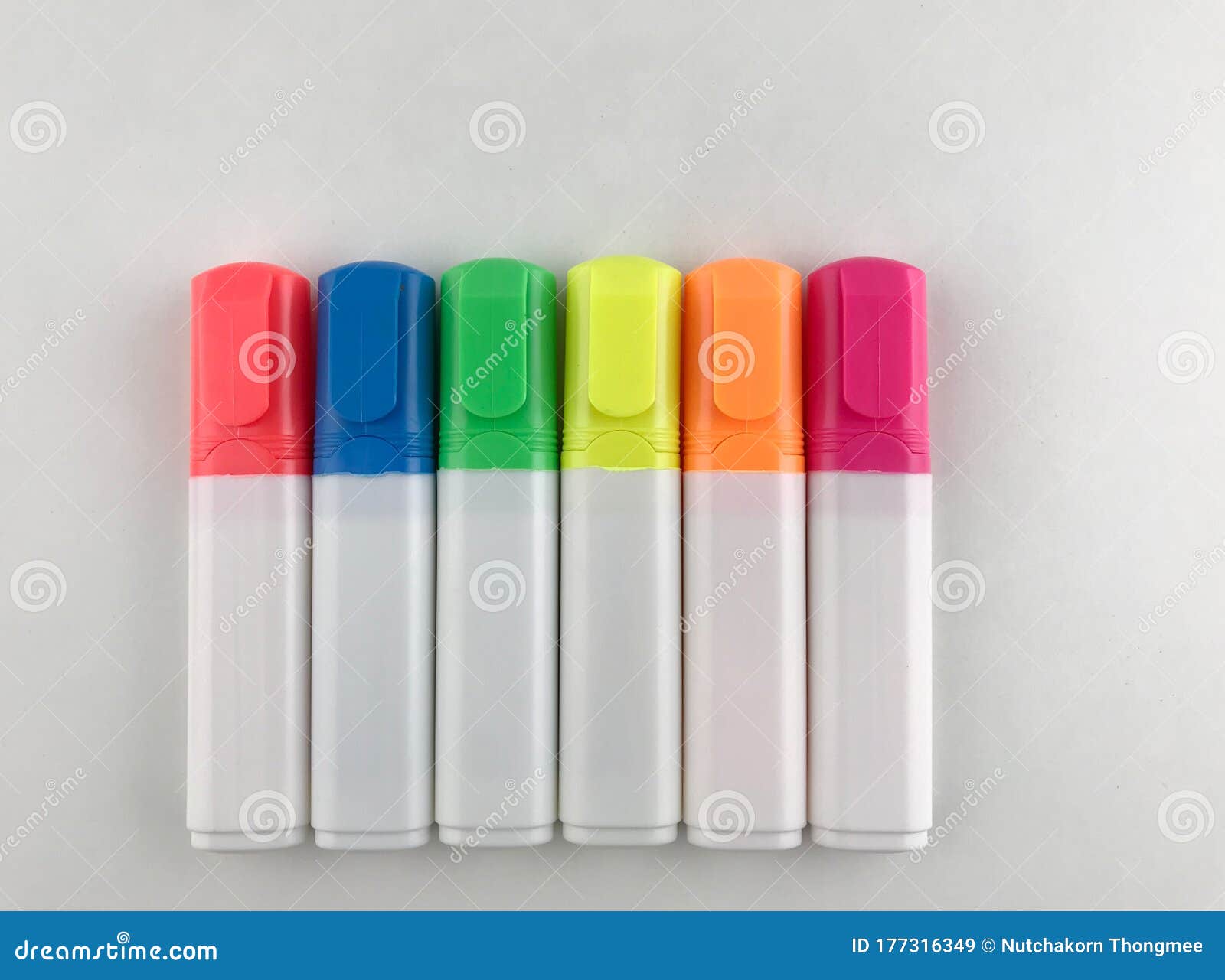 A Variety of Highlighter Pens on White Stock Image - Image of forms ...