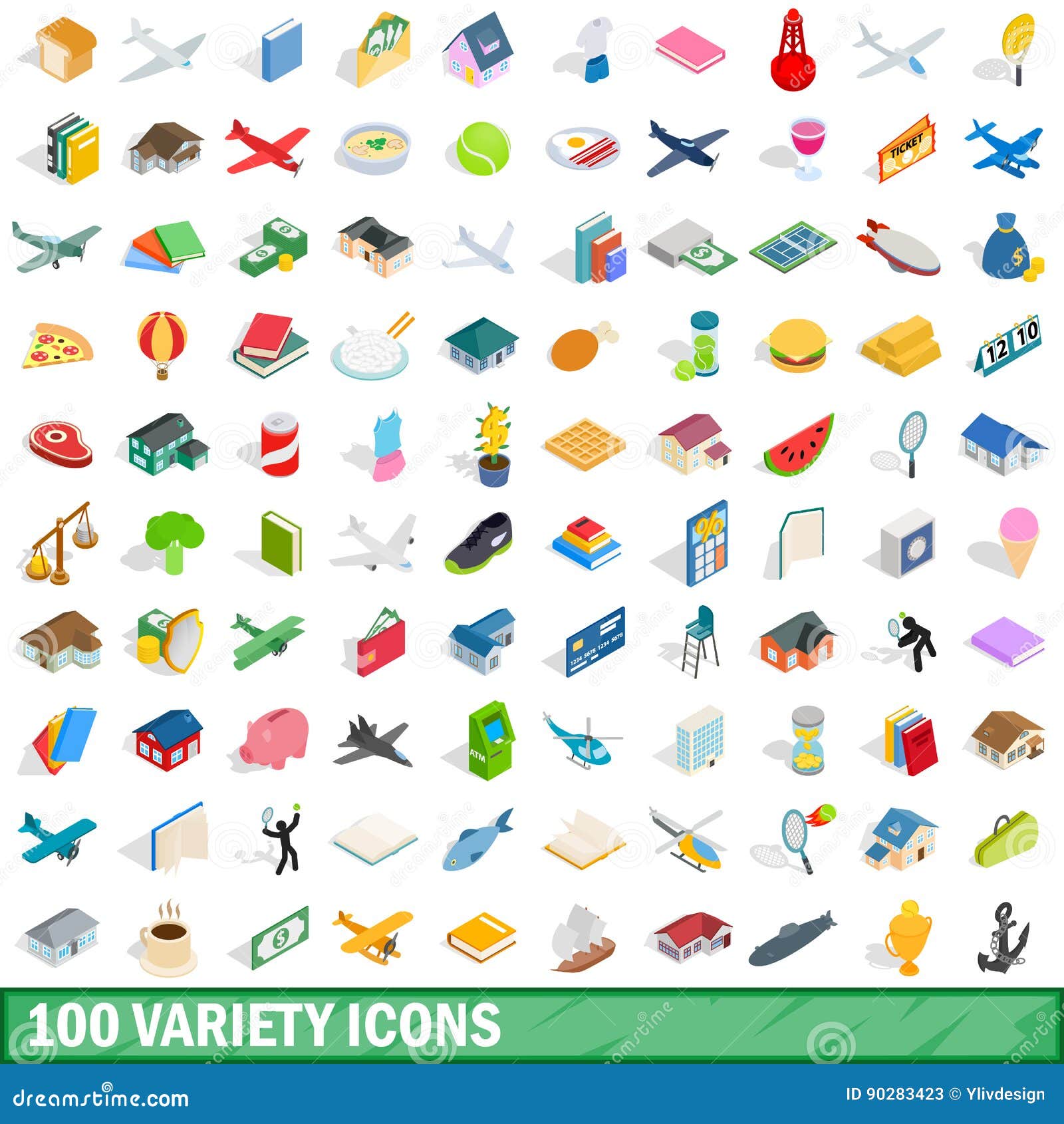 100 Variety Icons Set, Isometric 3d Style Stock Vector - Illustration ...