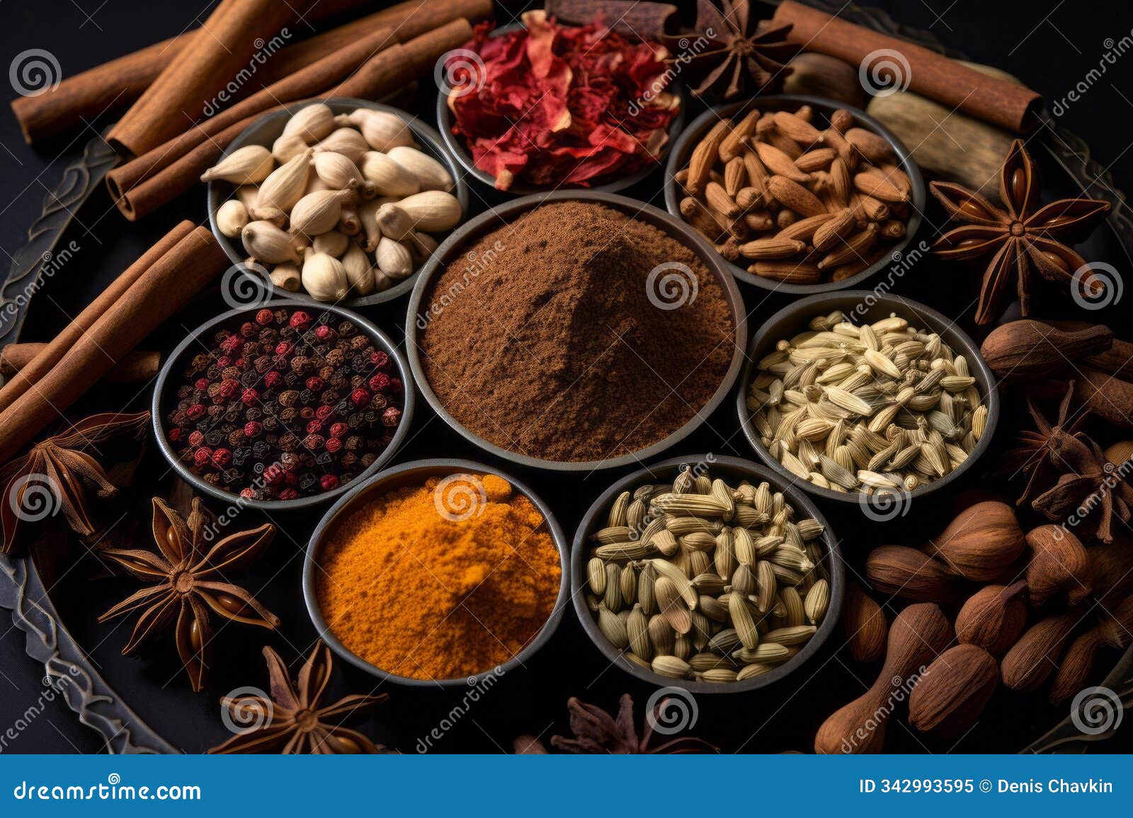 Variety of Indian Chai Spices. Top View Stock Image - Image of overhead ...