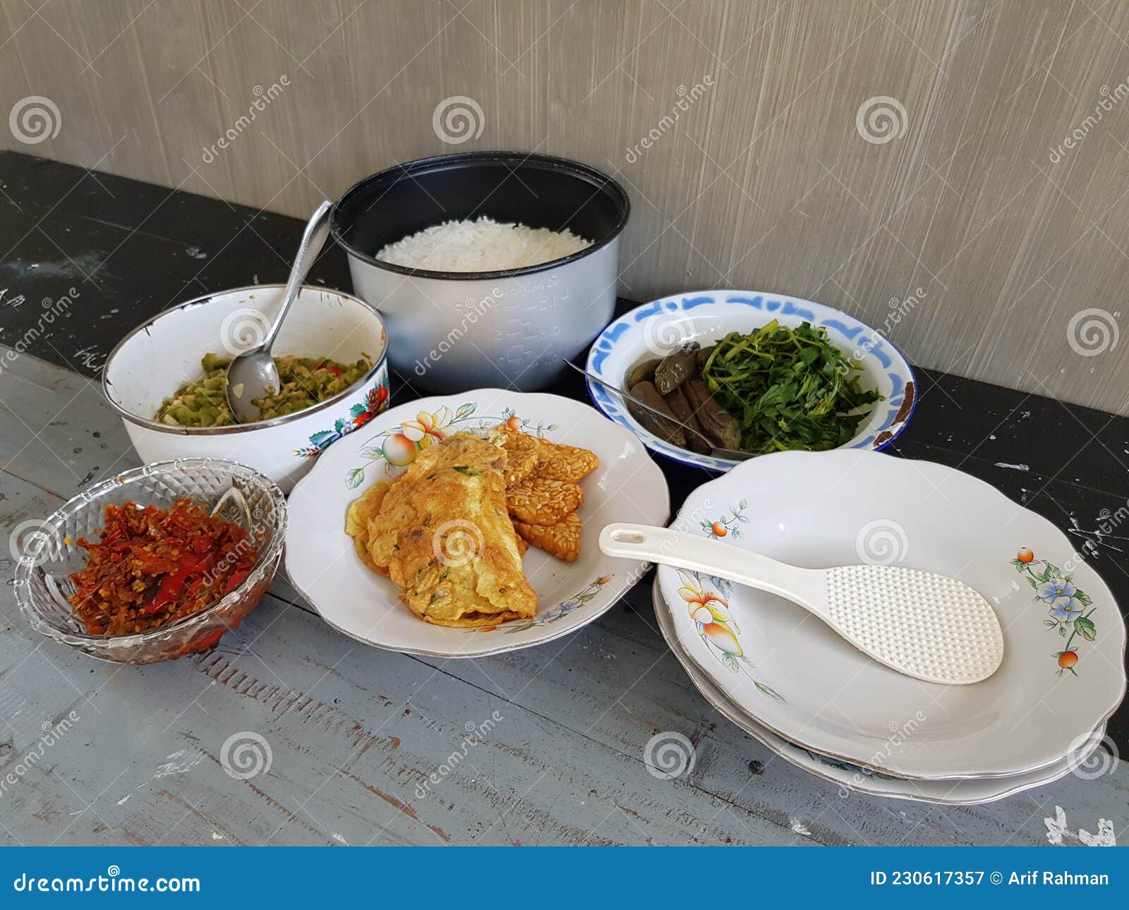 Variety of Indonesian Menu for Breakfast Stock Image - Image of menu ...