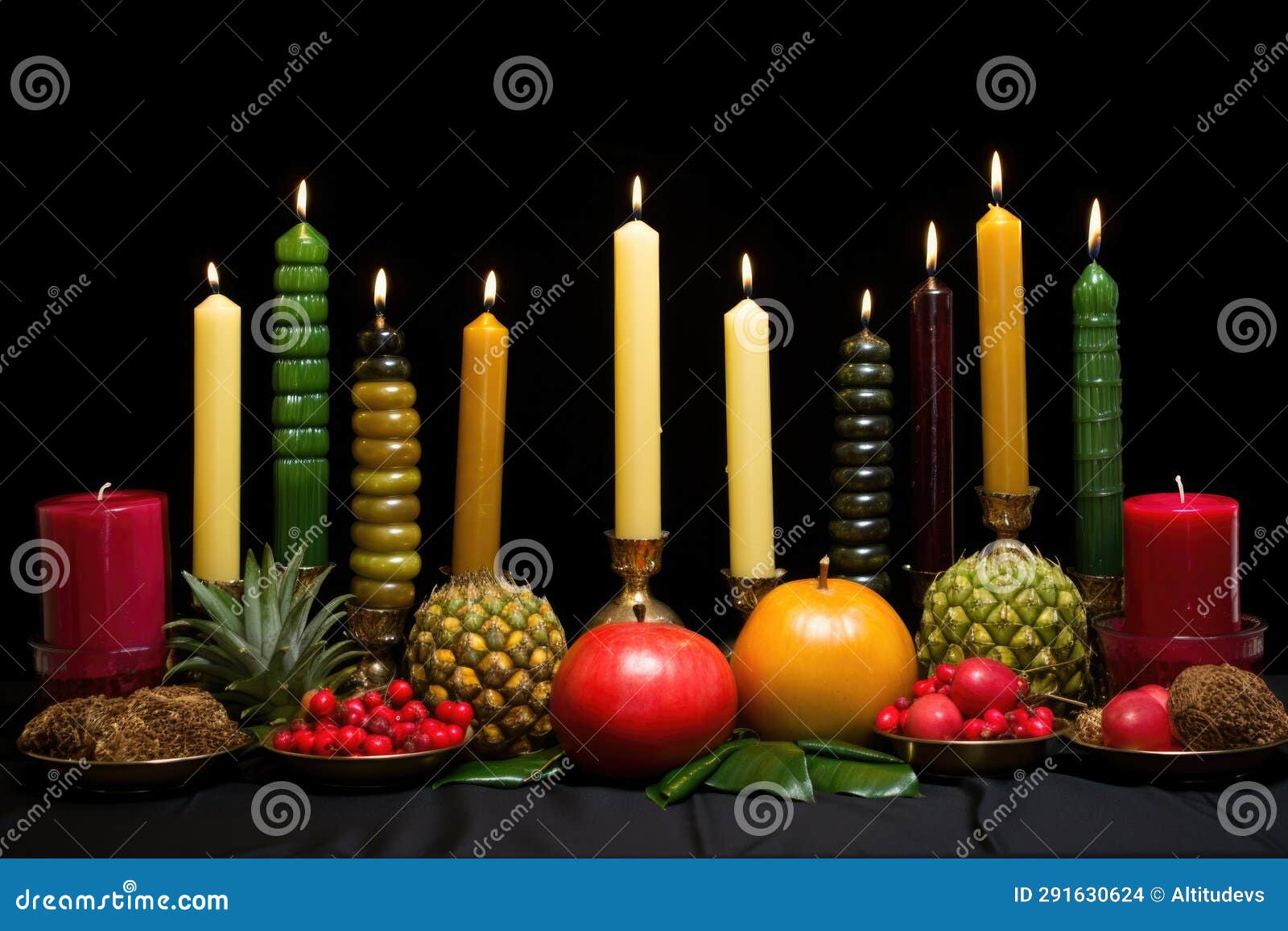 A Variety of Kwanzaa Candles Mishumaa Saba Unlit Stock Photo - Image of ...