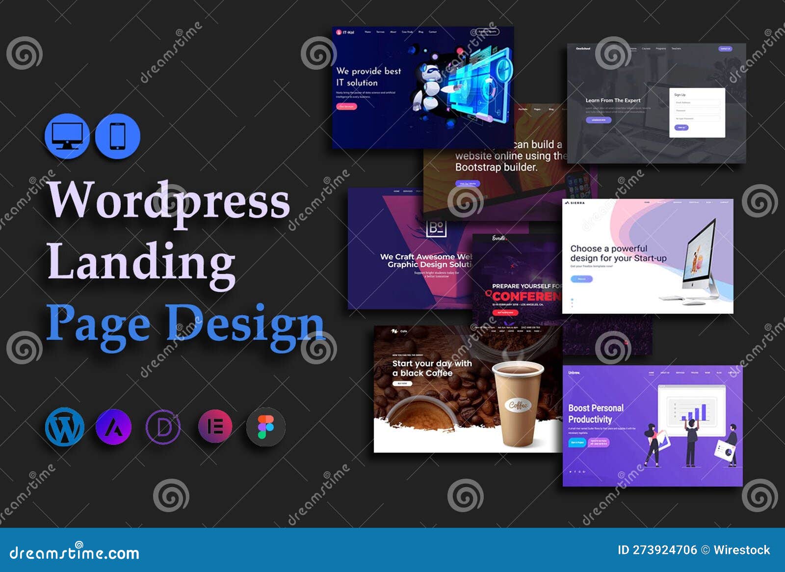 A Variety of Landing Pages, a Website Page and Several Web Ui Stock ...