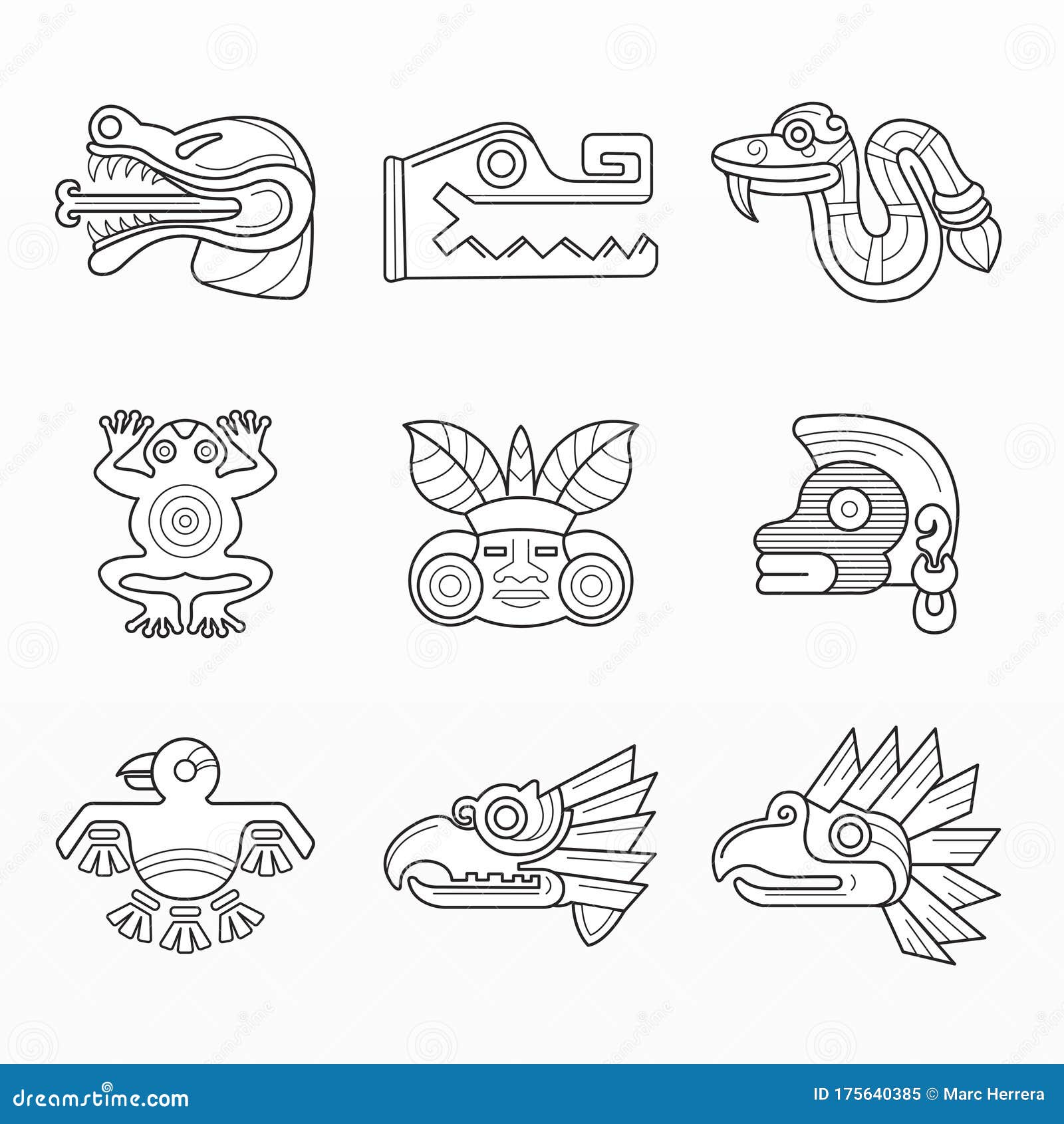 Variety of Mayan Elements Set Stock Vector - Illustration of accurate ...
