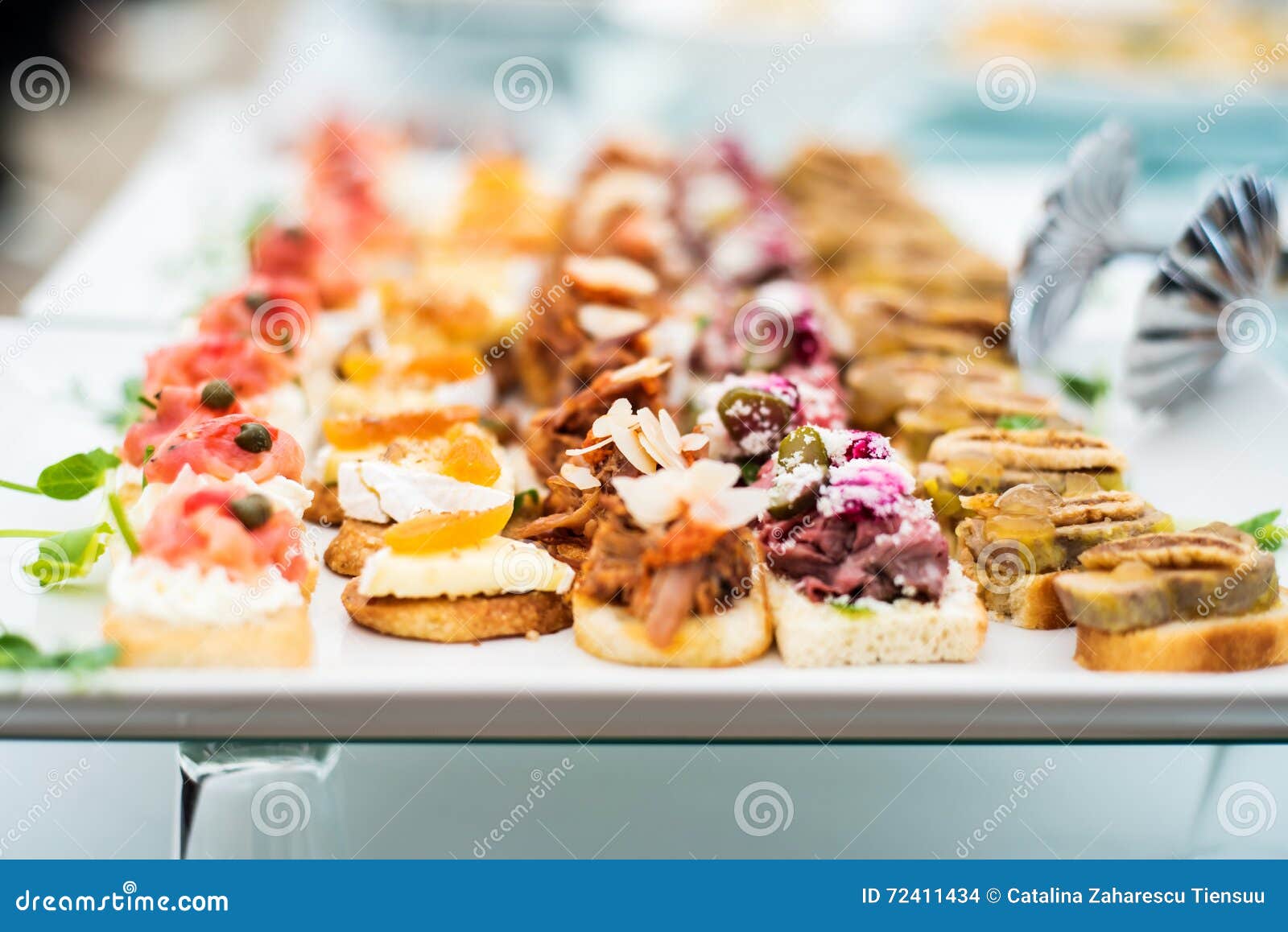 Variety of Meat and Fish Canapes Stock Photo - Image of fingerfood ...