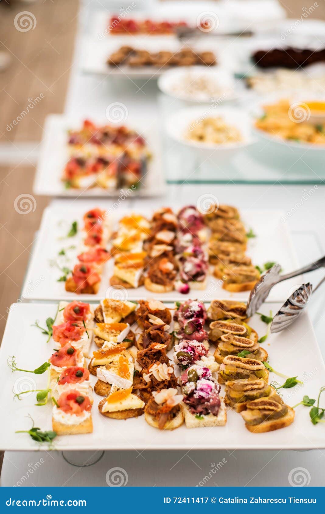 Variety of Meat and Fish Canapes Stock Image - Image of bread ...