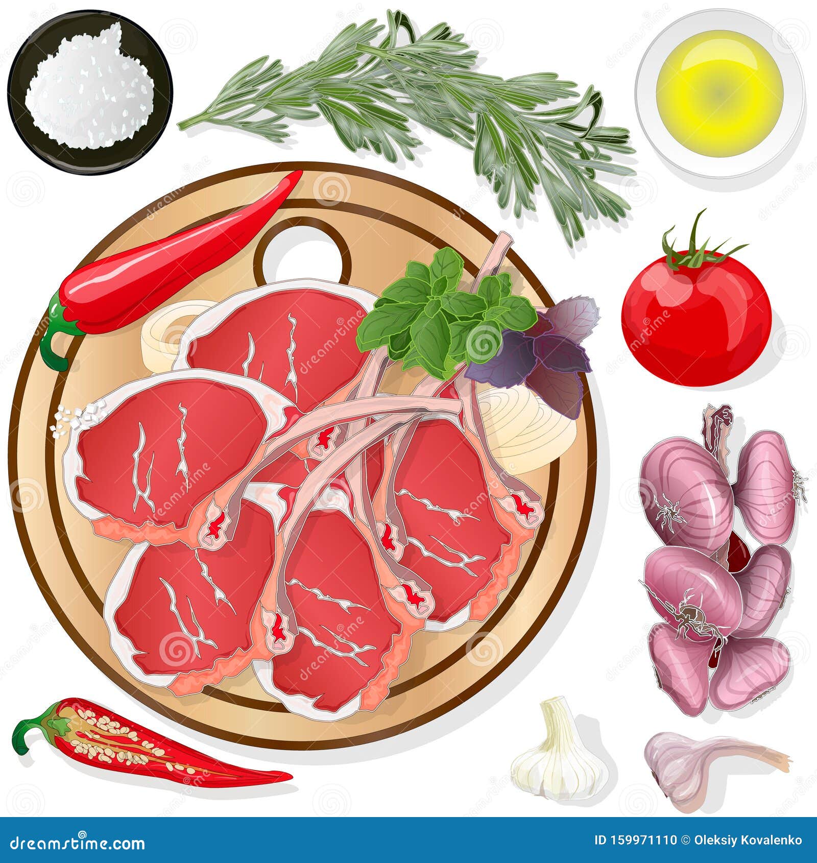 Meat Steaks. Cartoon Fresh And Fried Steaks, Beef, Fish, Pork Steaks ...