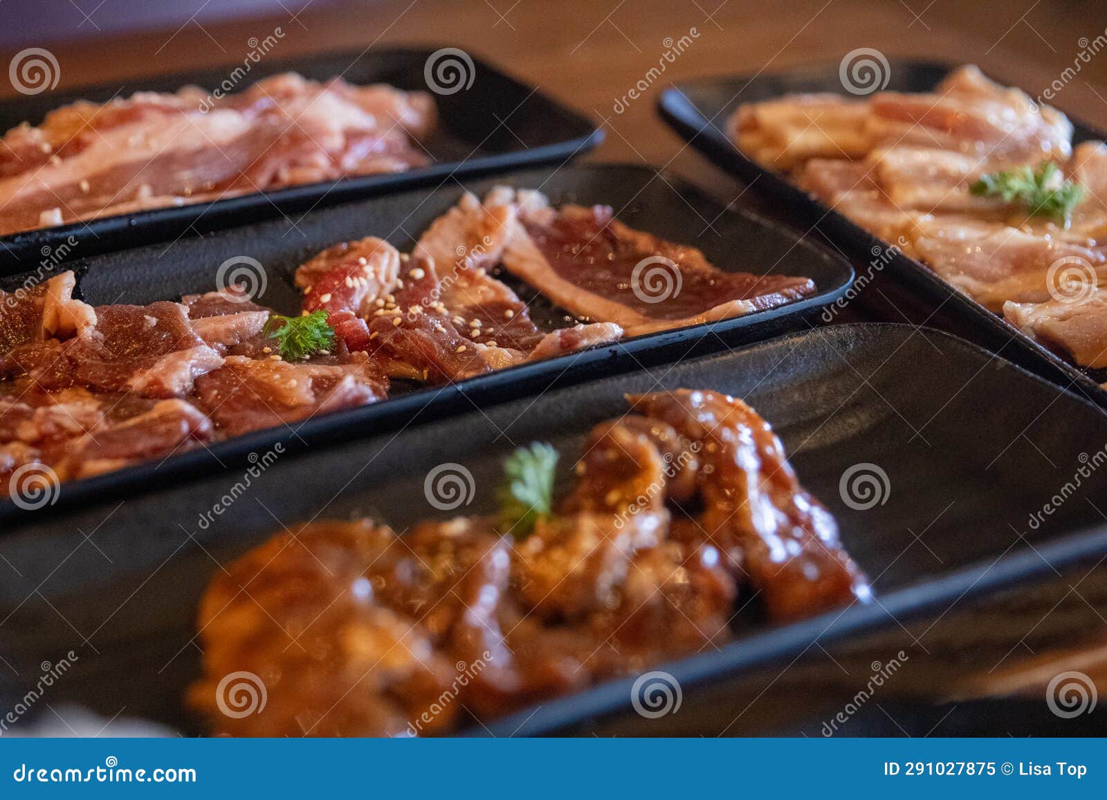 Variety of meats stock image. Image of restaurant, food - 291027875