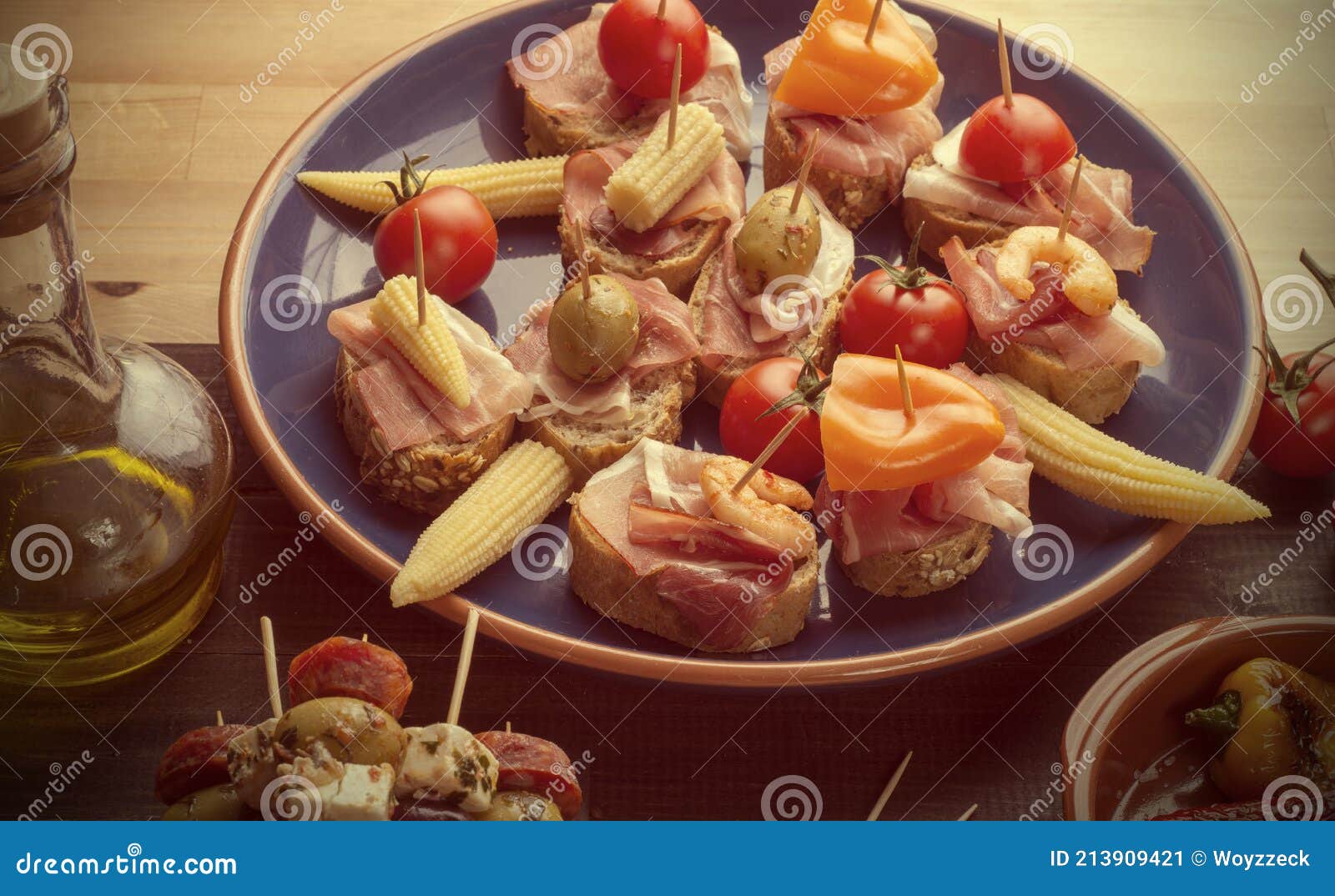Variety of Mediterranean Snacks on Plate Stock Image - Image of grilled ...